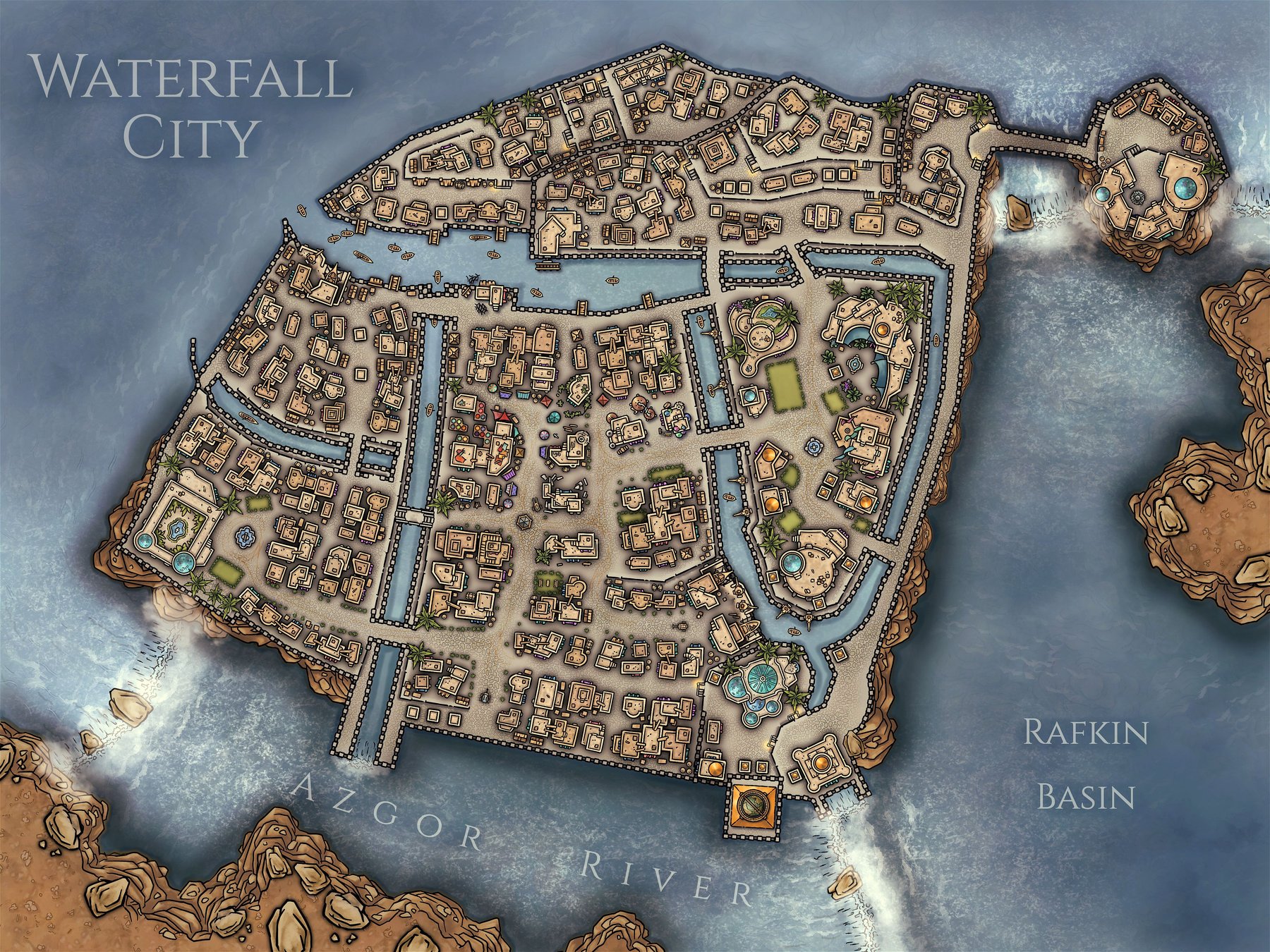 Waterfall City | Inkarnate - Create Fantasy Maps Online