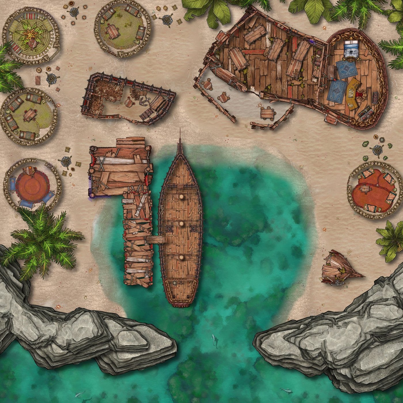 Pirate Hideout 80x80 | Inkarnate - Create Fantasy Maps Online