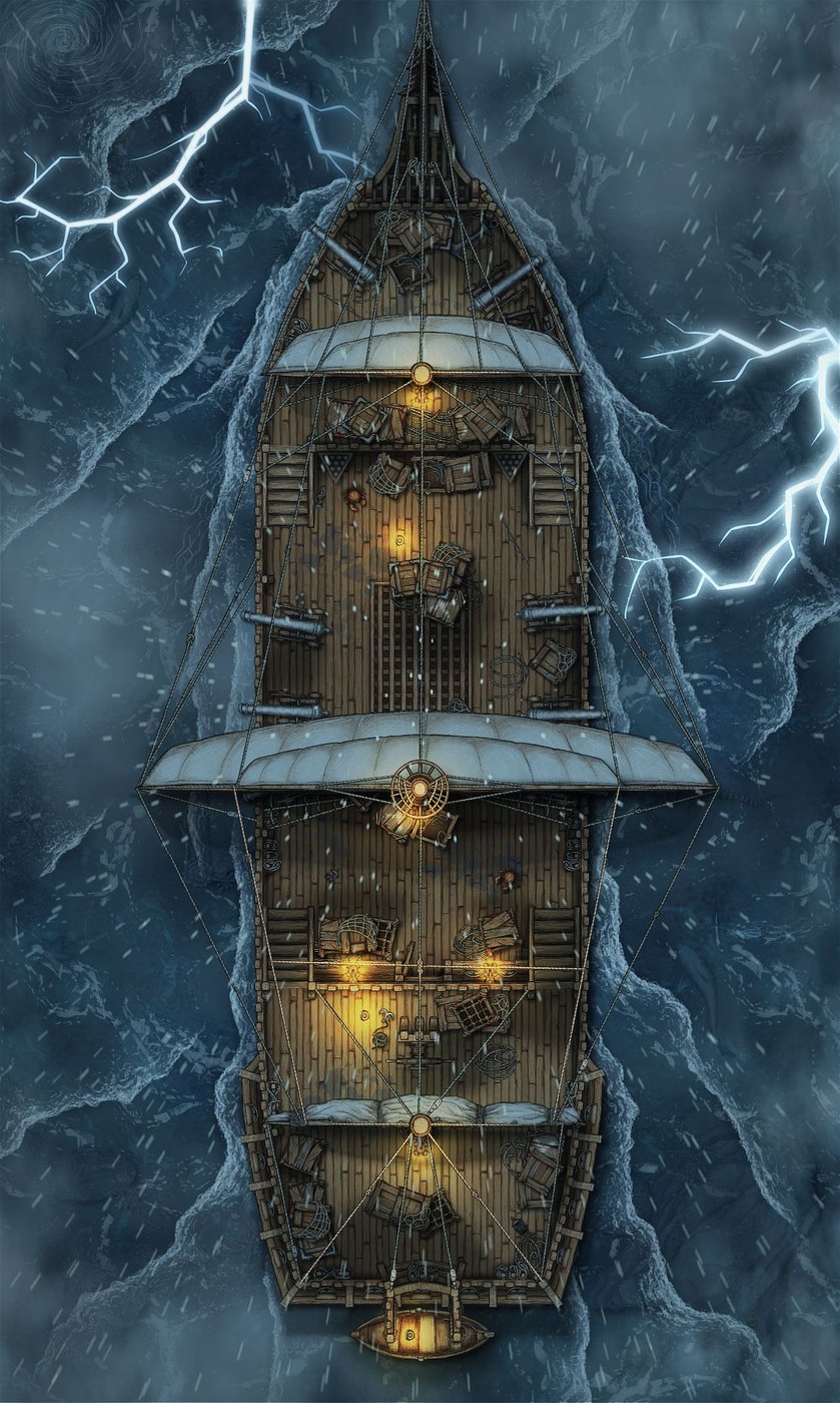 Sailship during Storm | Inkarnate - Create Fantasy Maps Online