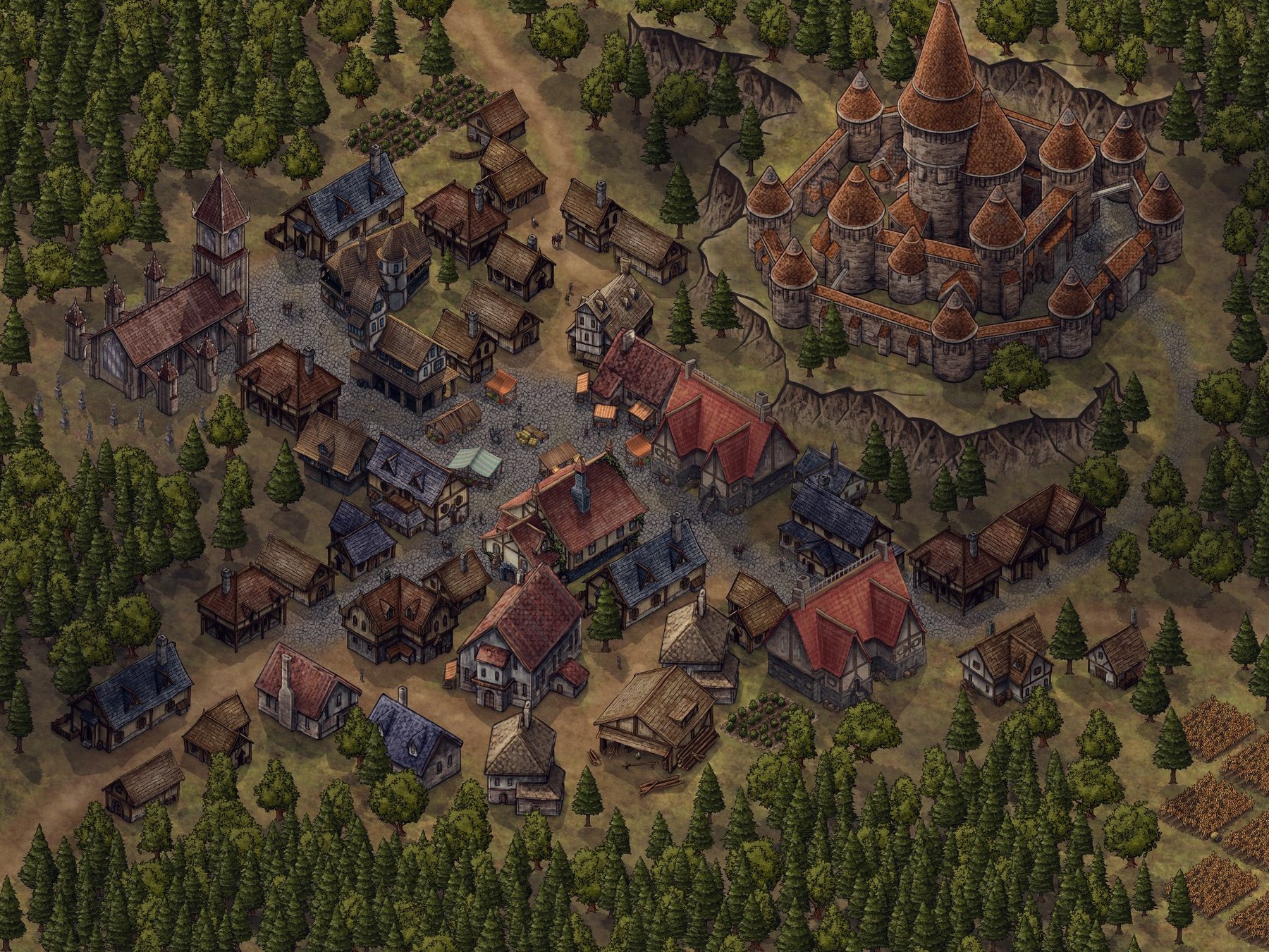 Town With Castle Inkarnate Create Fantasy Maps Online