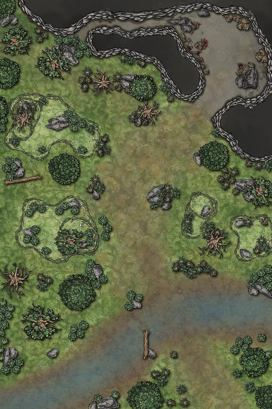 Troll cave watercolor | Inkarnate - Create Fantasy Maps Online