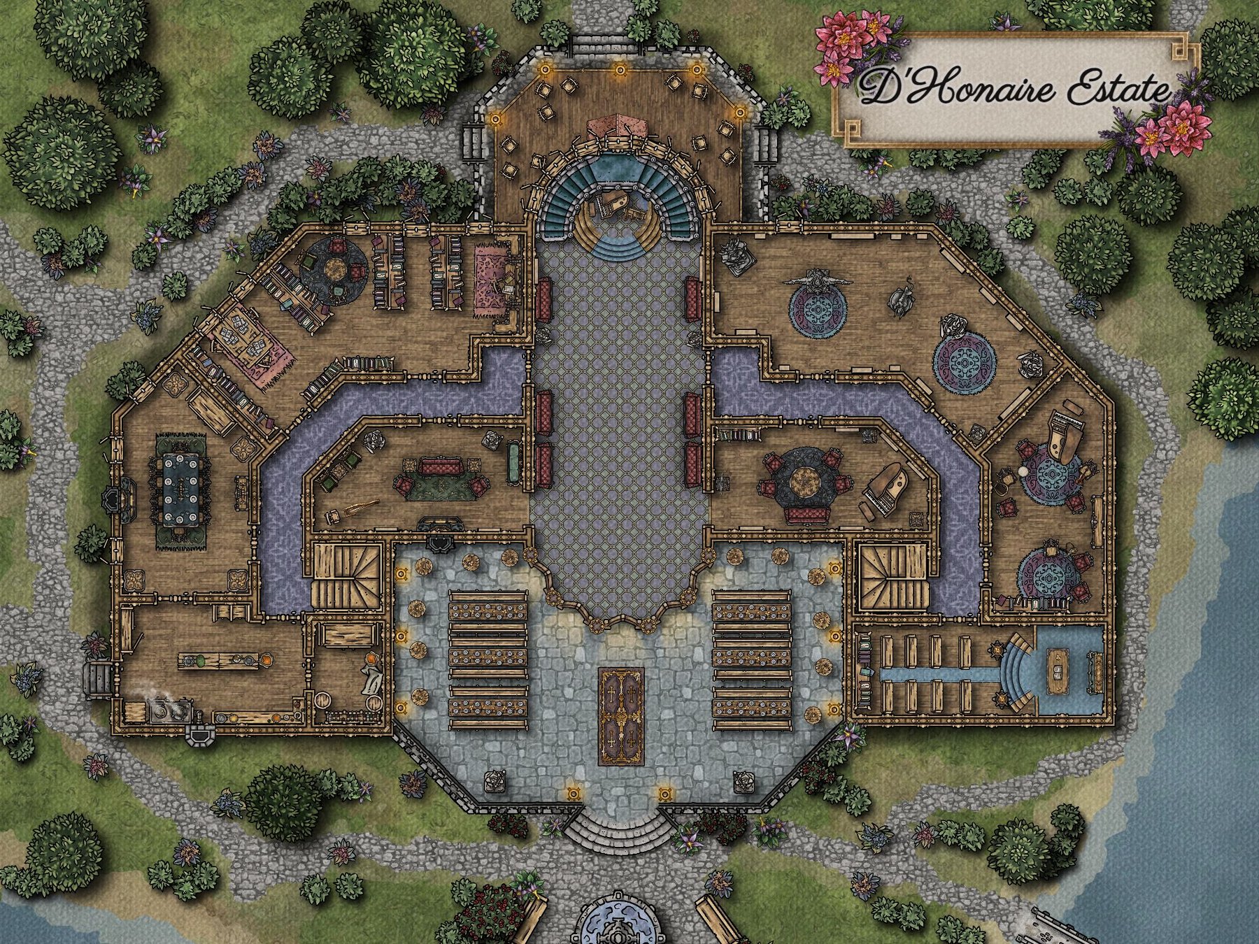 D'Honaire Estate: Ground Floor | Inkarnate - Create Fantasy Maps Online