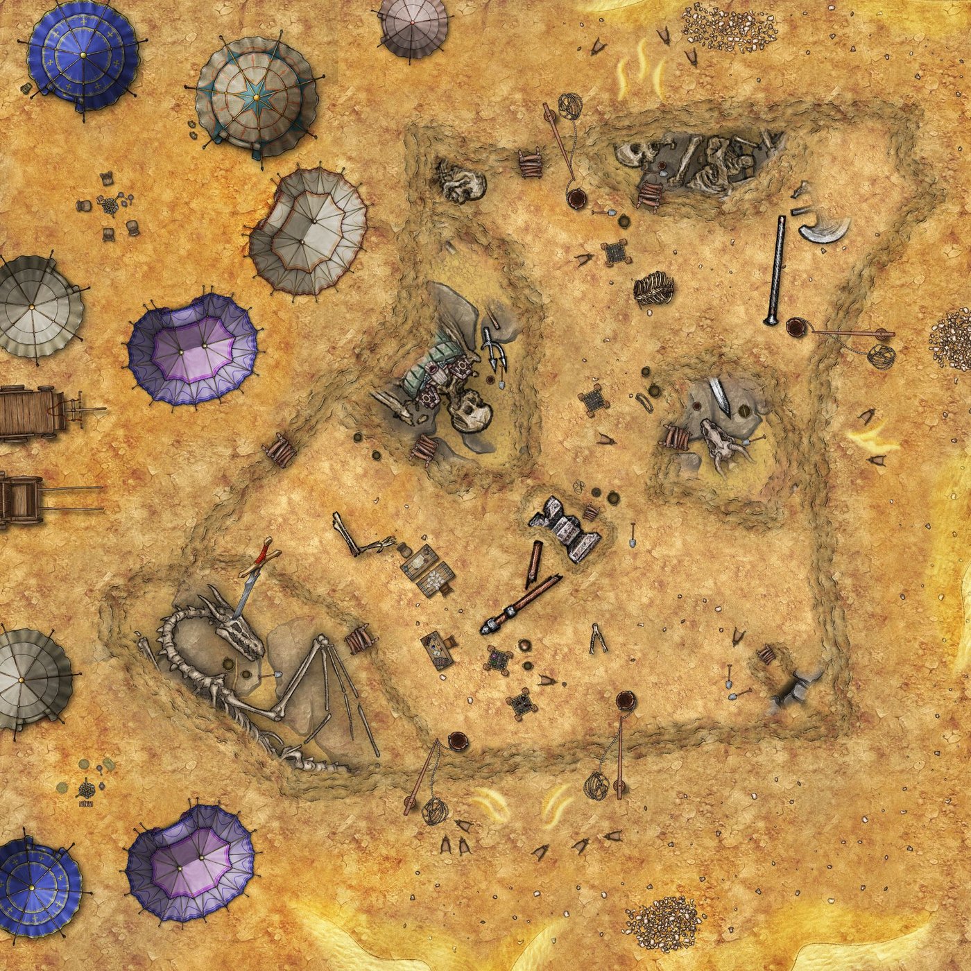 Ancient Battlefield 40x40 | Inkarnate - Create Fantasy Maps Online