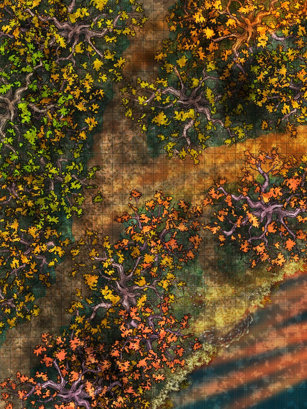 Forest path (Autumn - sunset) | Inkarnate - Create Fantasy Maps Online