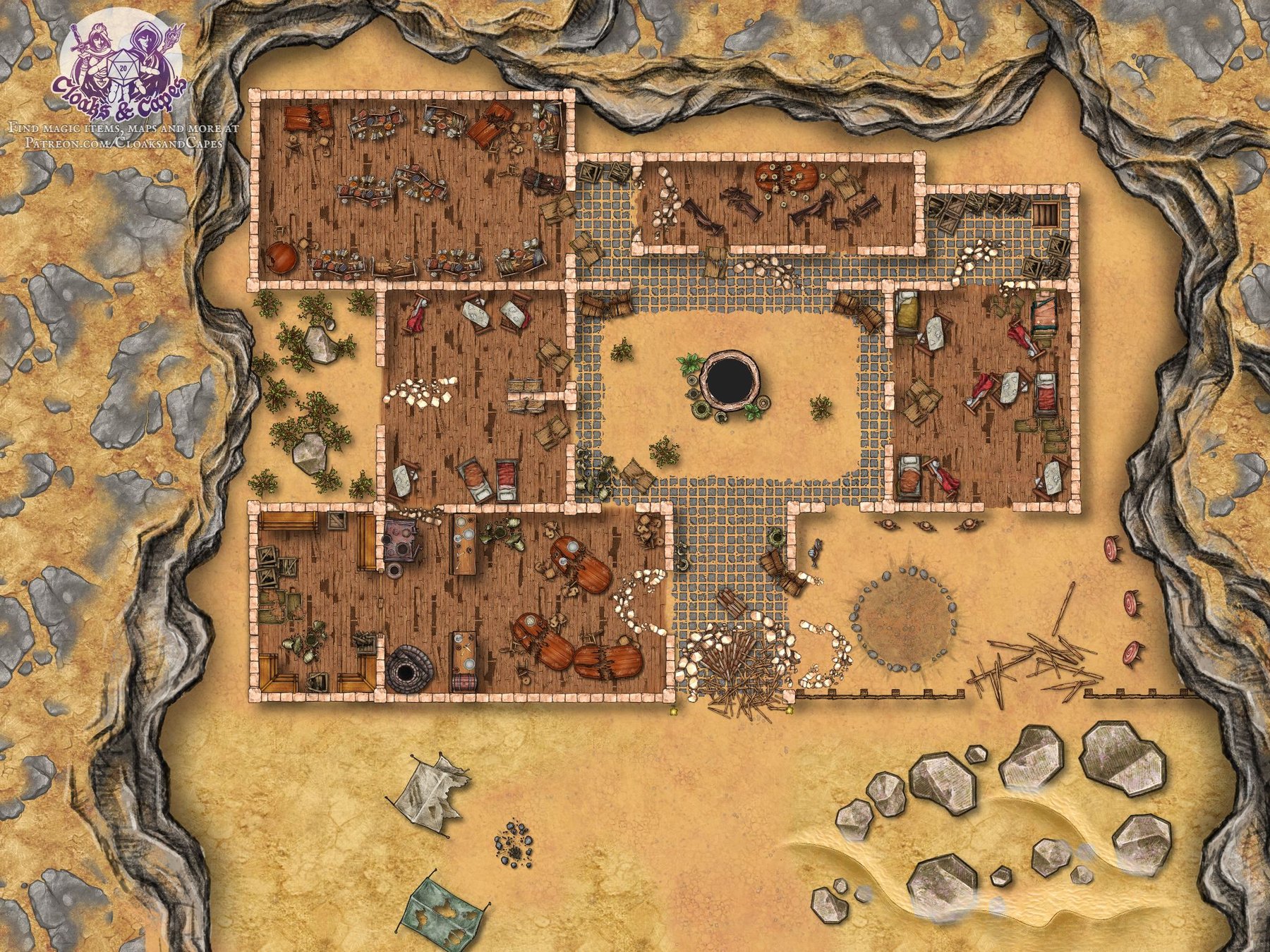 Desert Monastery (Ruined, Day) | Inkarnate - Create Fantasy Maps Online