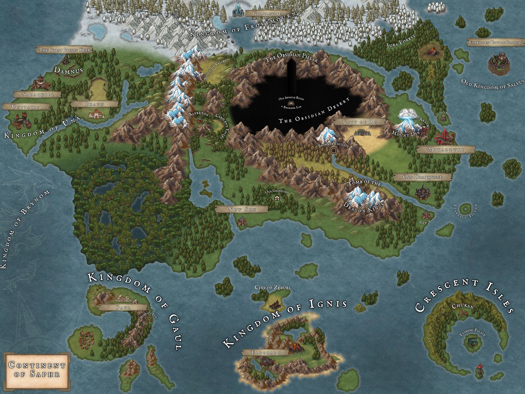 Continent of Saphr | Inkarnate - Create Fantasy Maps Online