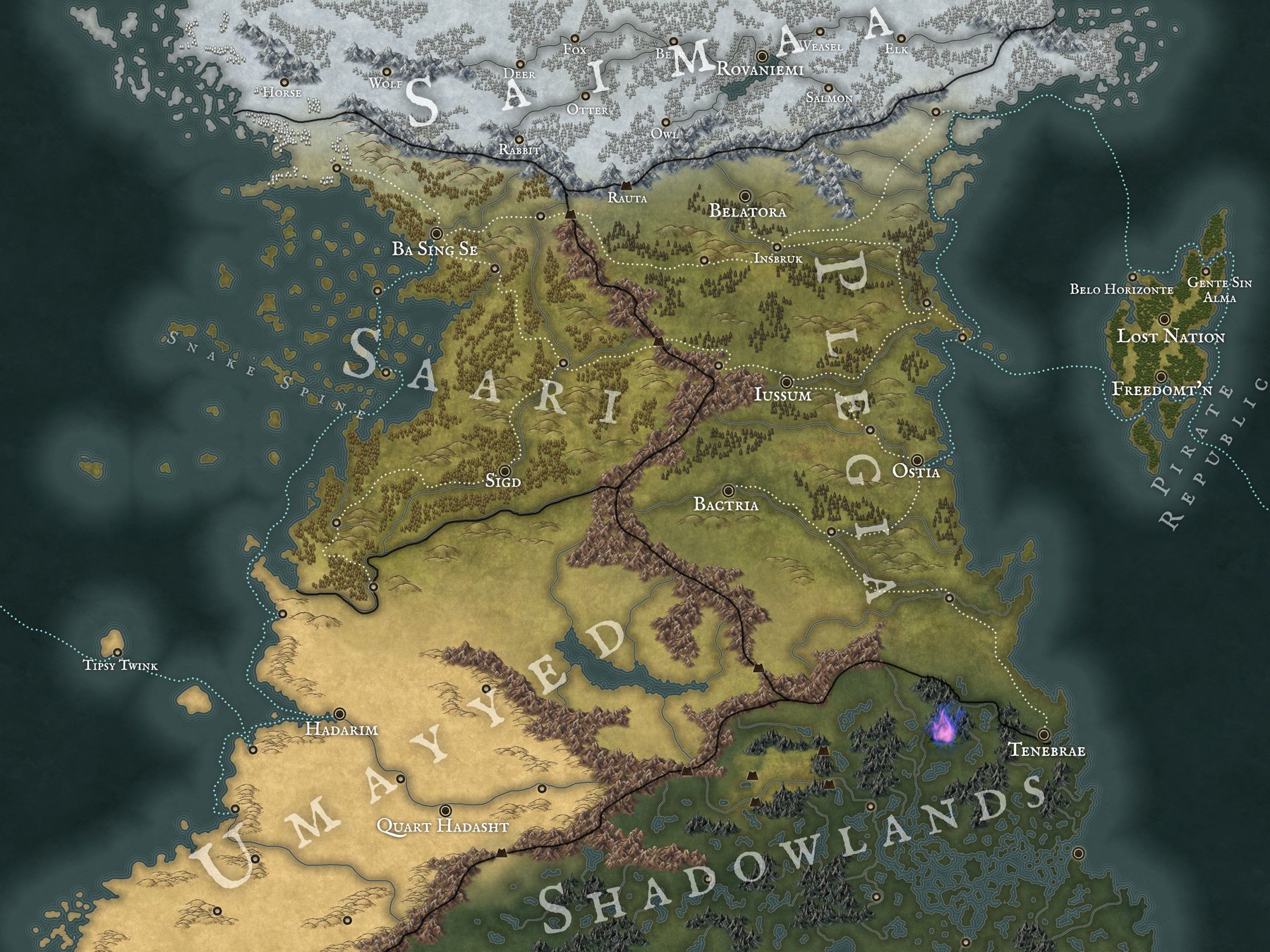 Adventures of Saari 437 (borders) | Inkarnate - Create Fantasy Maps Online