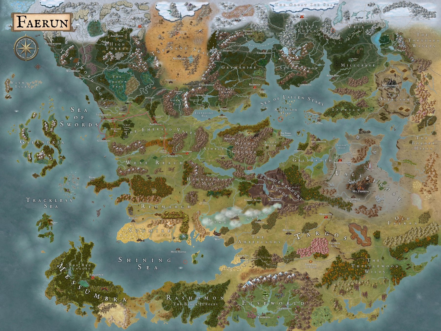 FAERUN with LABELS | Inkarnate - Create Fantasy Maps Online