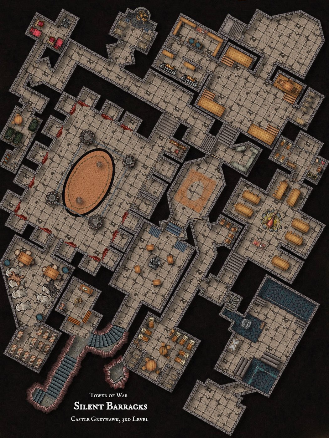 Tower of War 3rd Level, Silent Barracks | Inkarnate - Create Fantasy ...