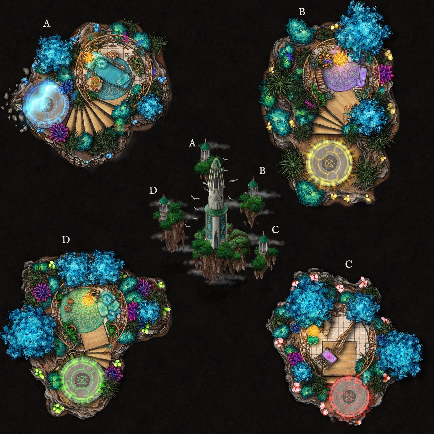 The four queens - Personals towers | Inkarnate - Create Fantasy Maps Online