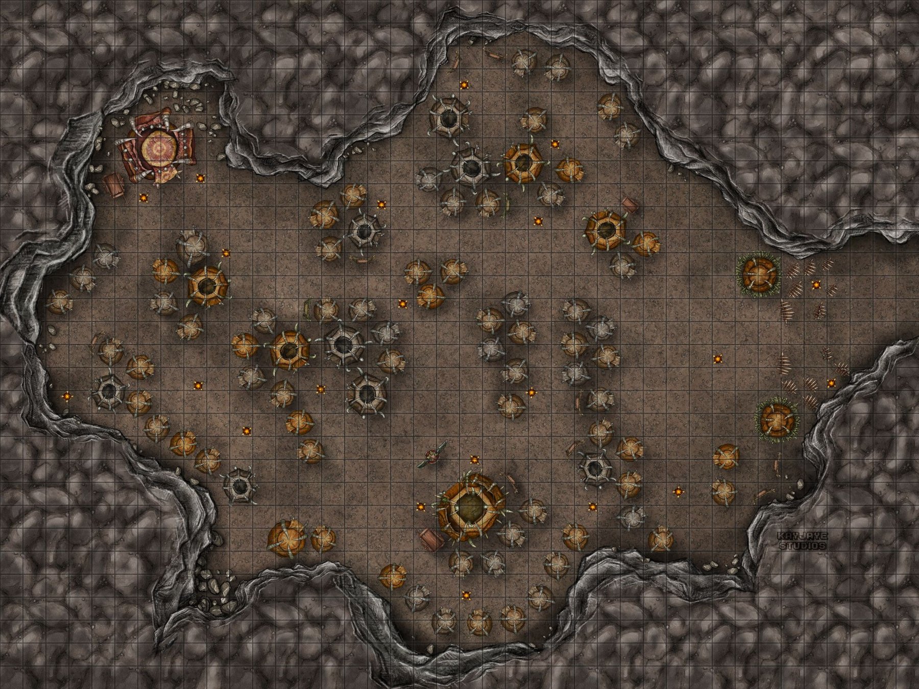 Generic Village - Cave (Grid) | Inkarnate - Create Fantasy Maps Online