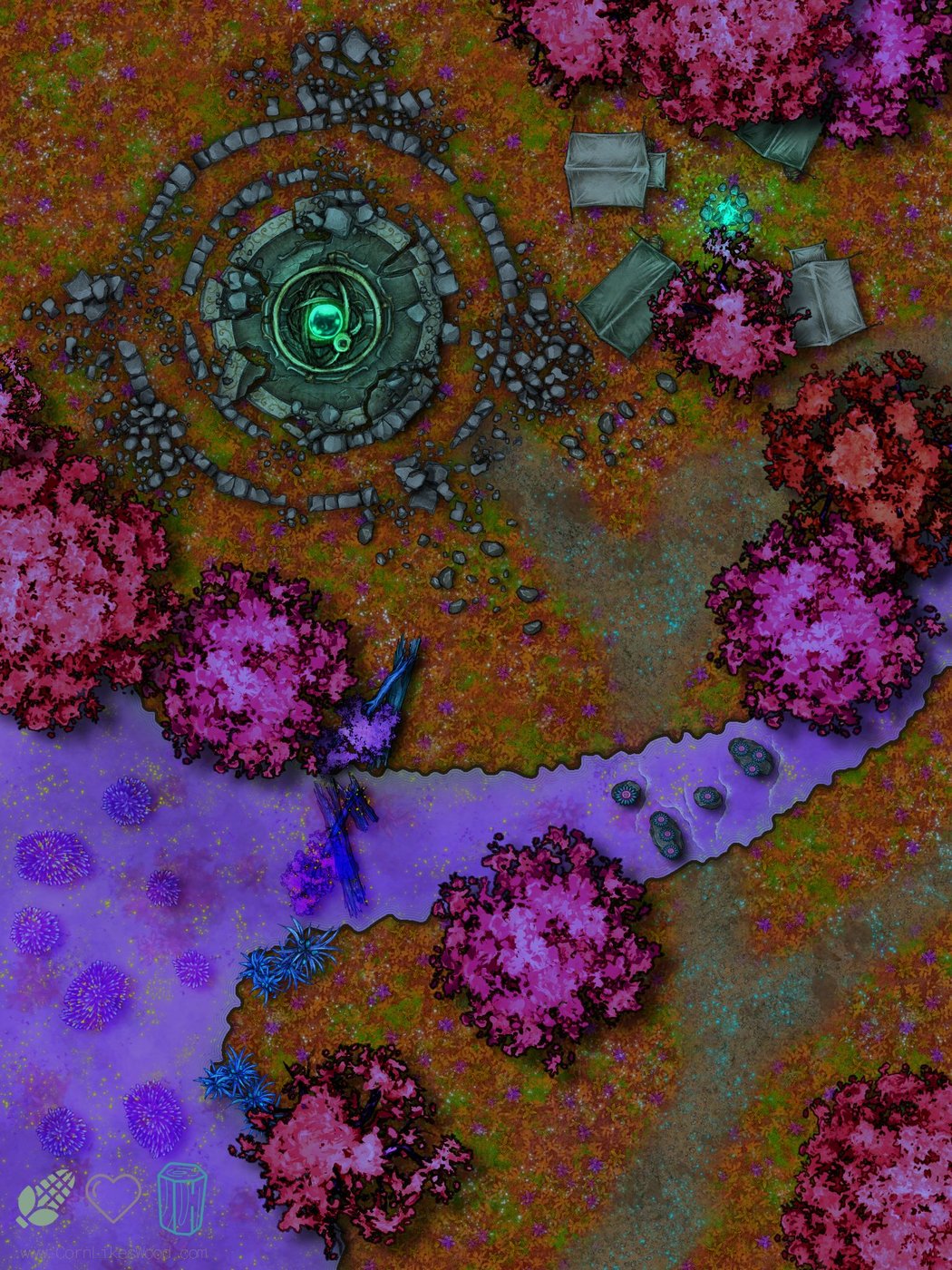 Broken Castle Ruins- Map 9- Fey | Inkarnate - Create Fantasy Maps Online