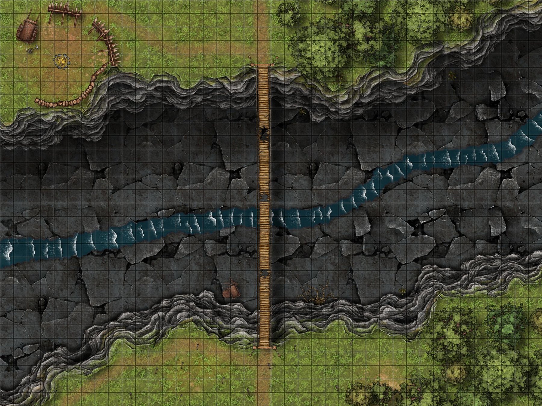 Rope bridge over a ravine | Inkarnate - Create Fantasy Maps Online