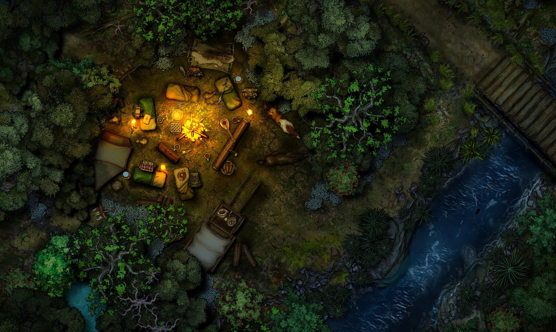 Camp, River, Bridge | Inkarnate - Create Fantasy Maps Online