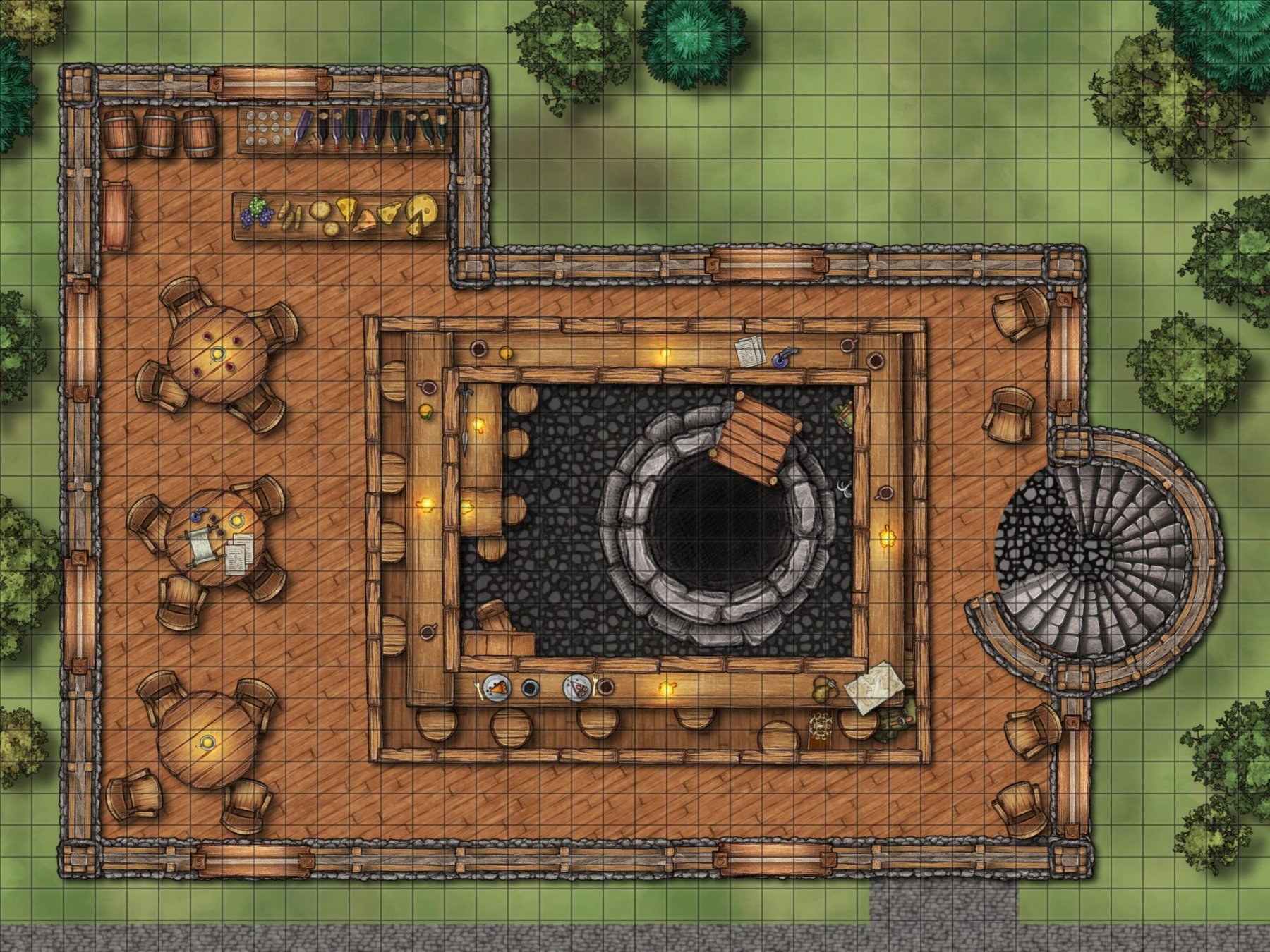 Multi-Story Tavern Part III Grid | Inkarnate - Create Fantasy Maps Online