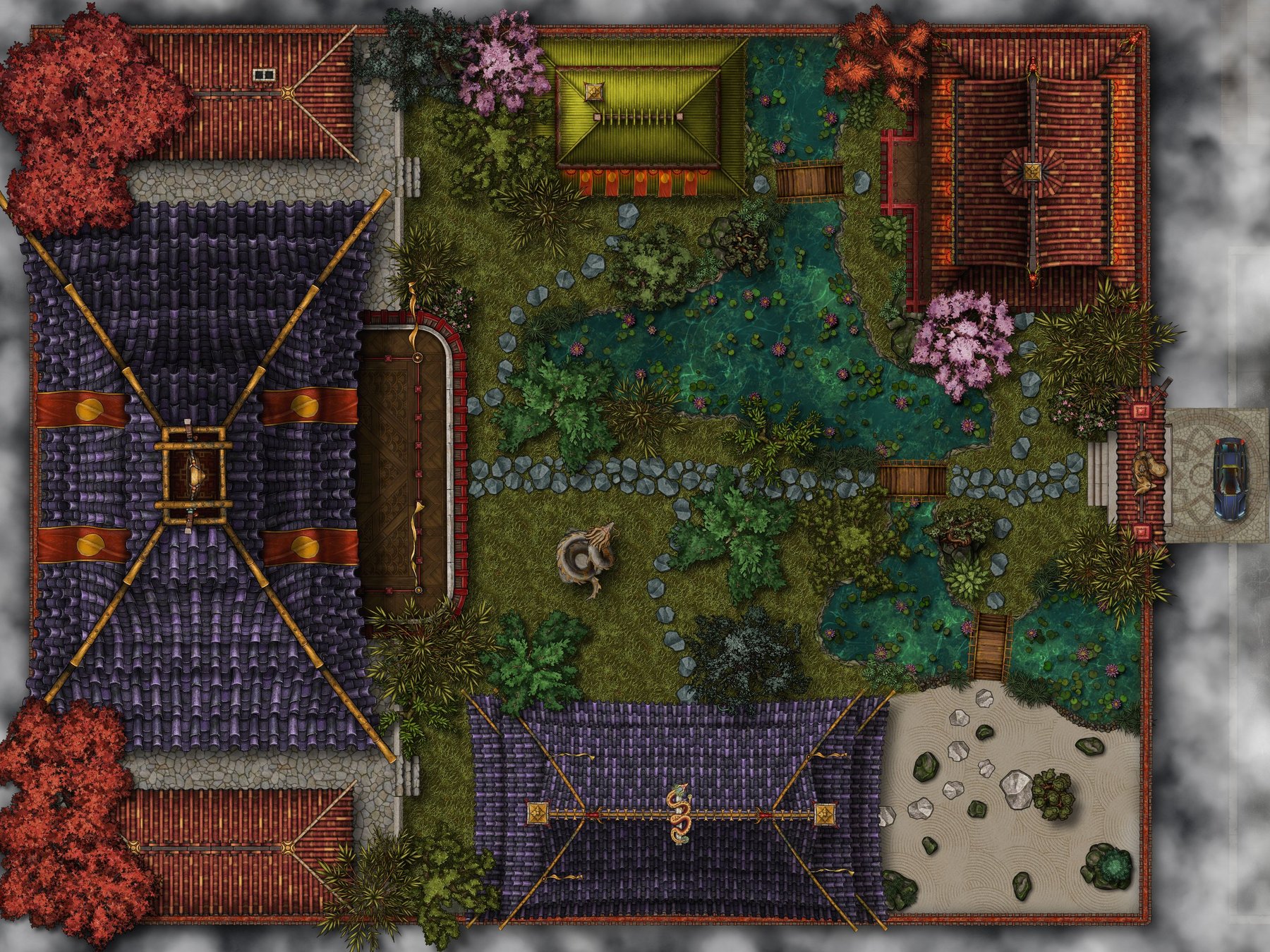 Neo-Tokyo Samurai Residence Rooftops | Inkarnate - Create Fantasy Maps ...