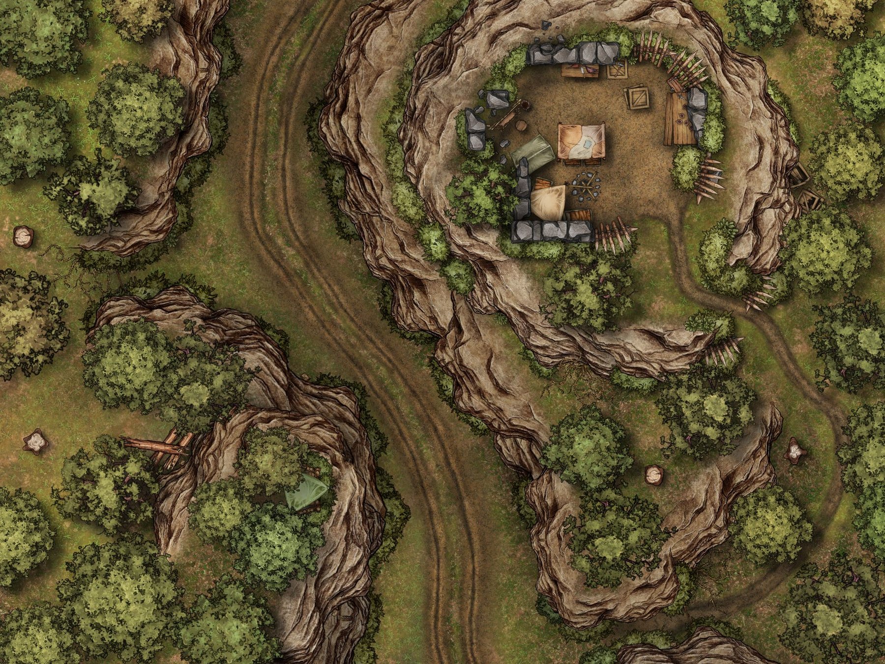 Small bandit camp next to the road | Inkarnate - Create Fantasy Maps Online