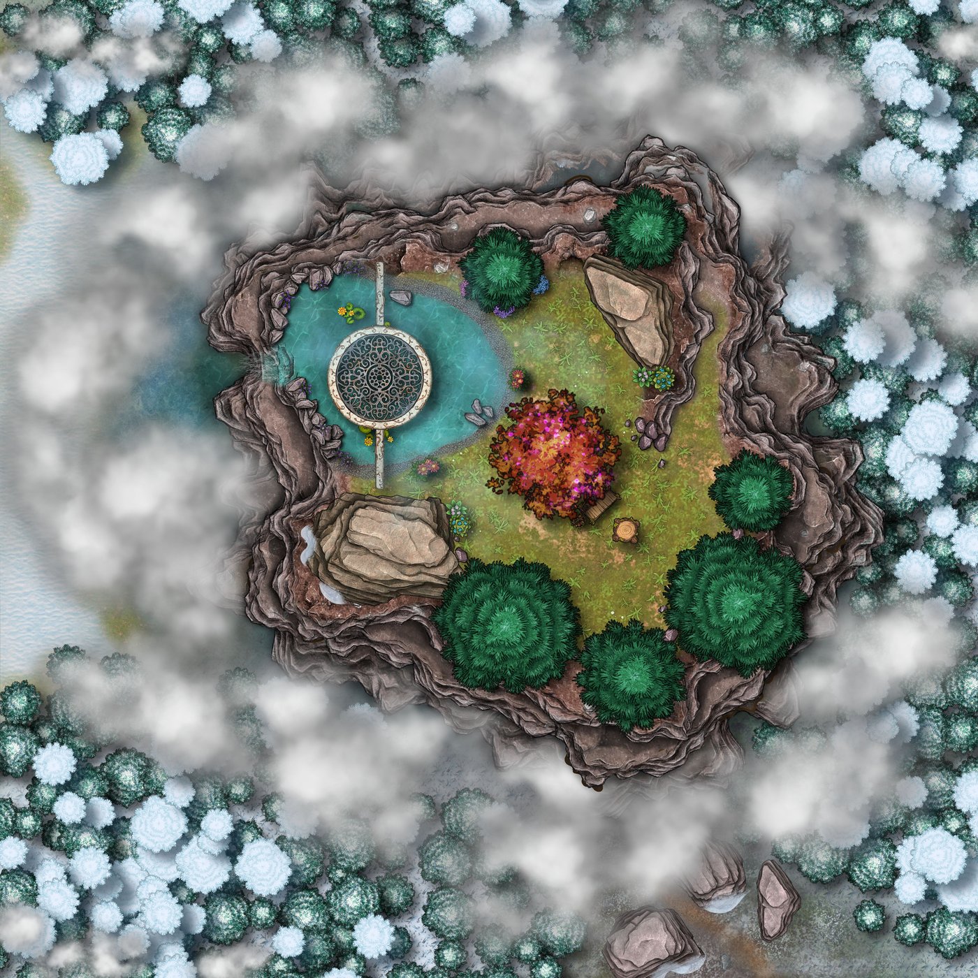 Hot Spring Mountain Top | Inkarnate - Create Fantasy Maps Online