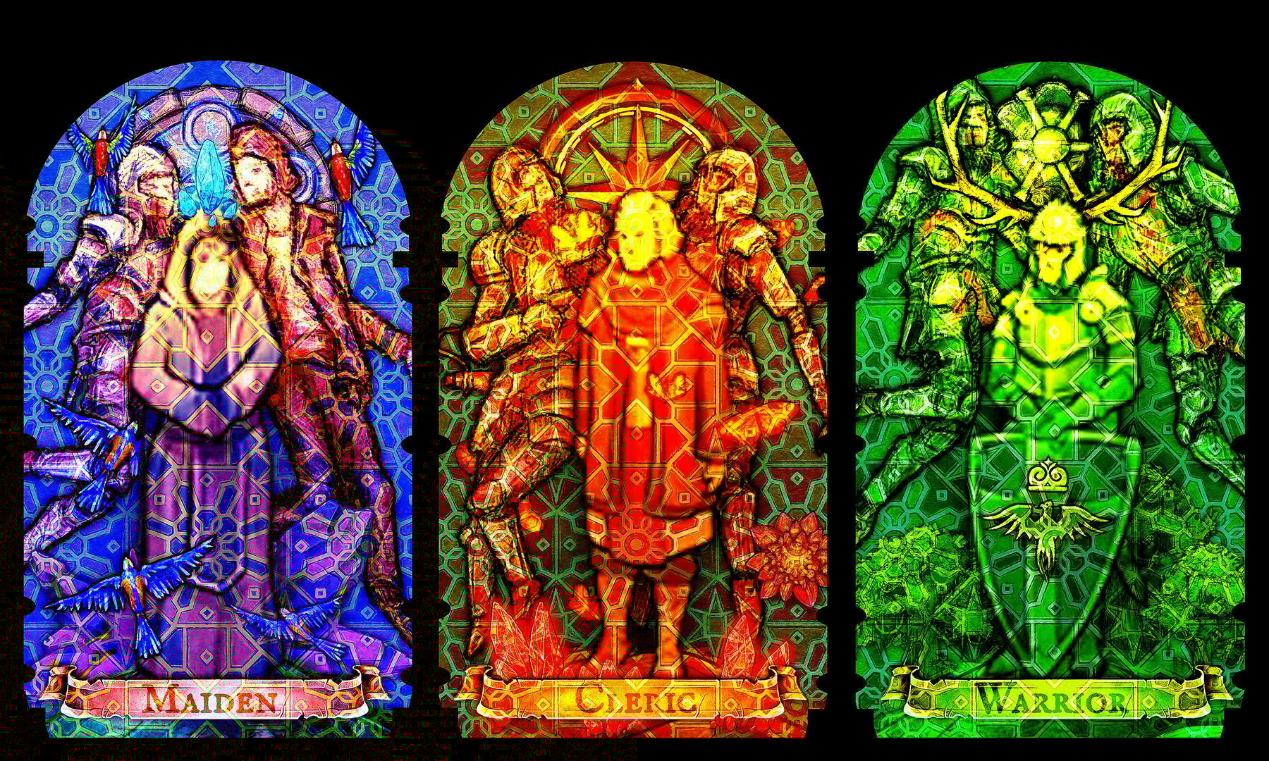 Maiden, Cleric, Warrior Stainedglass Window | Inkarnate - Create ...