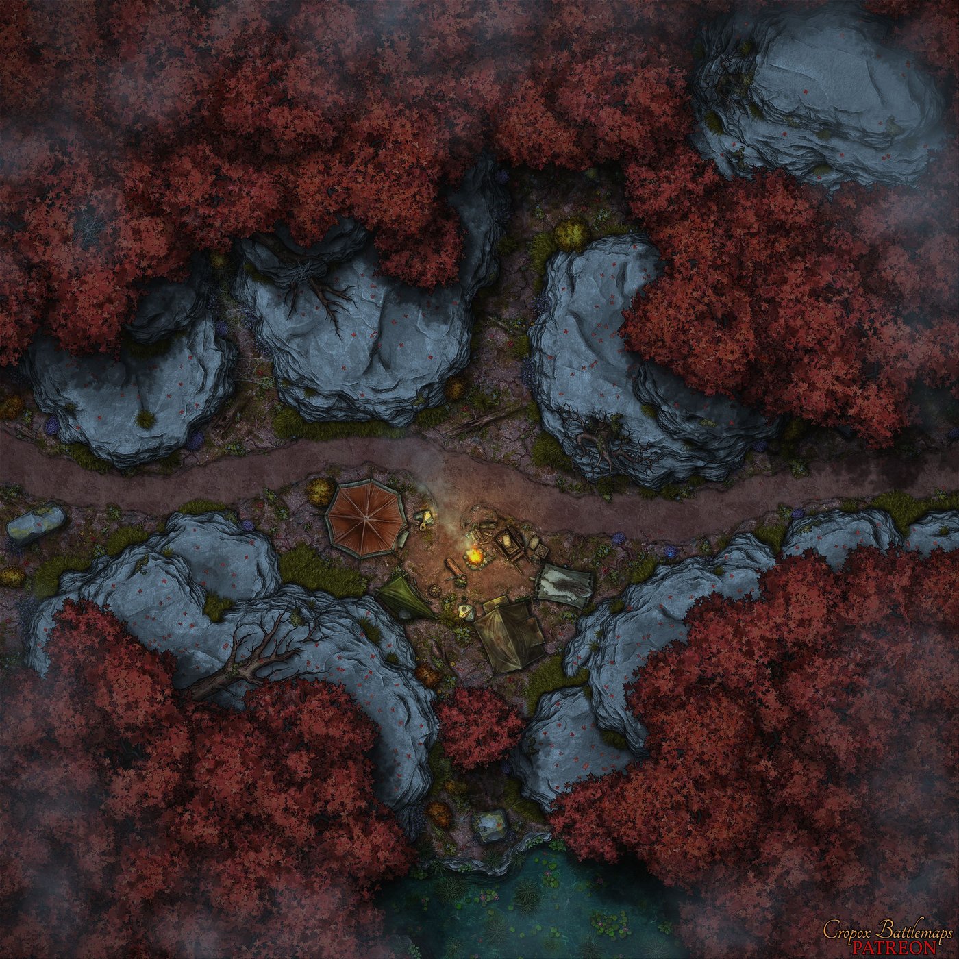 Red Forest Camp 30x30 - Night Variation | Inkarnate - Create Fantasy ...