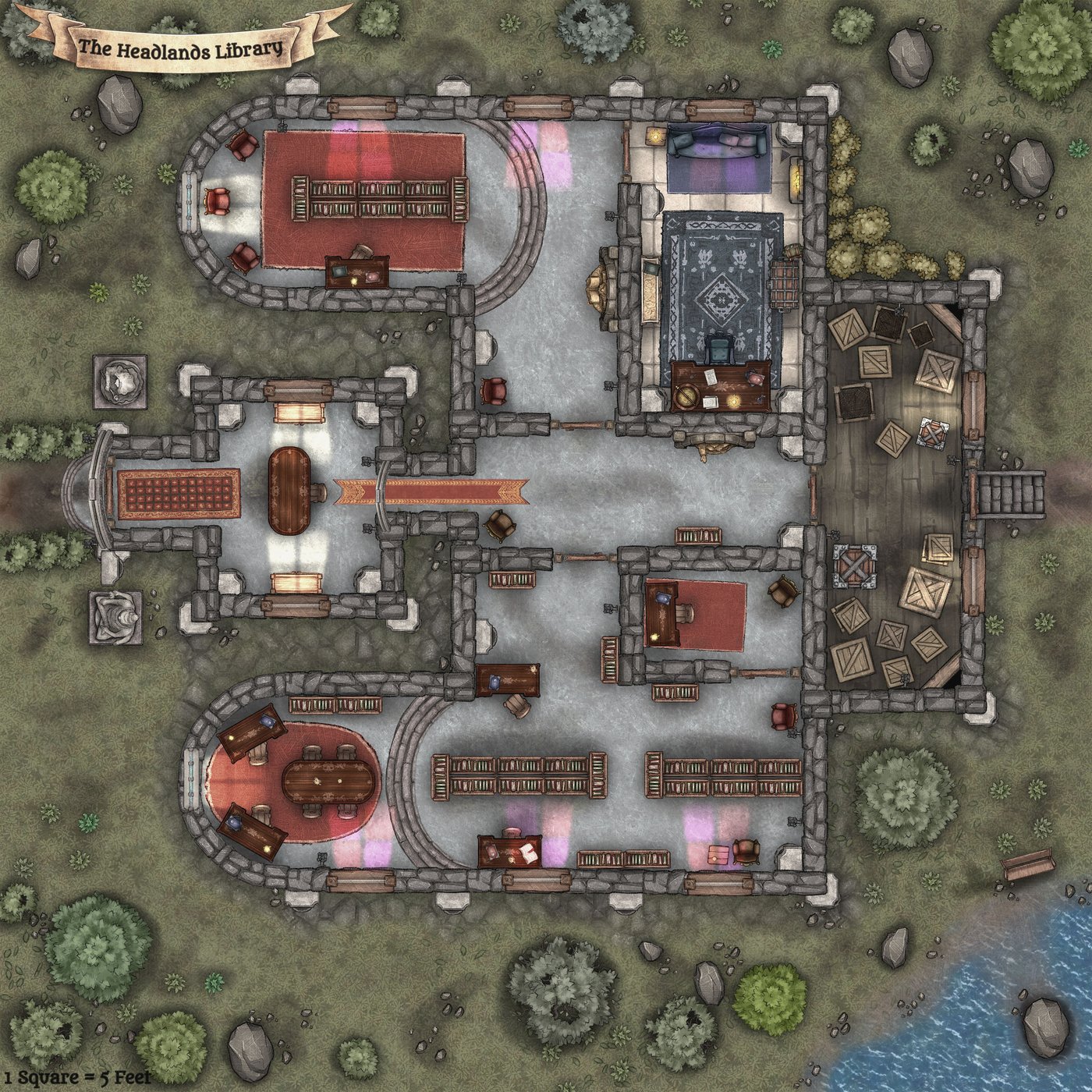 Battle Map - Library (Gridless) | Inkarnate - Create Fantasy Maps Online