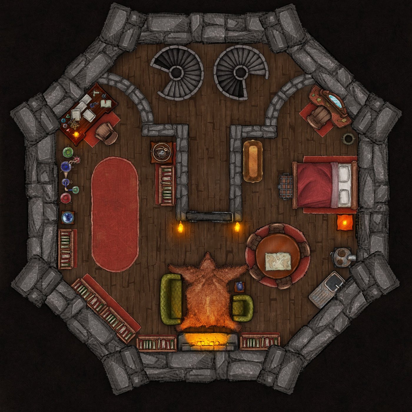 Wizard Tower Level 2 | Inkarnate - Create Fantasy Maps Online