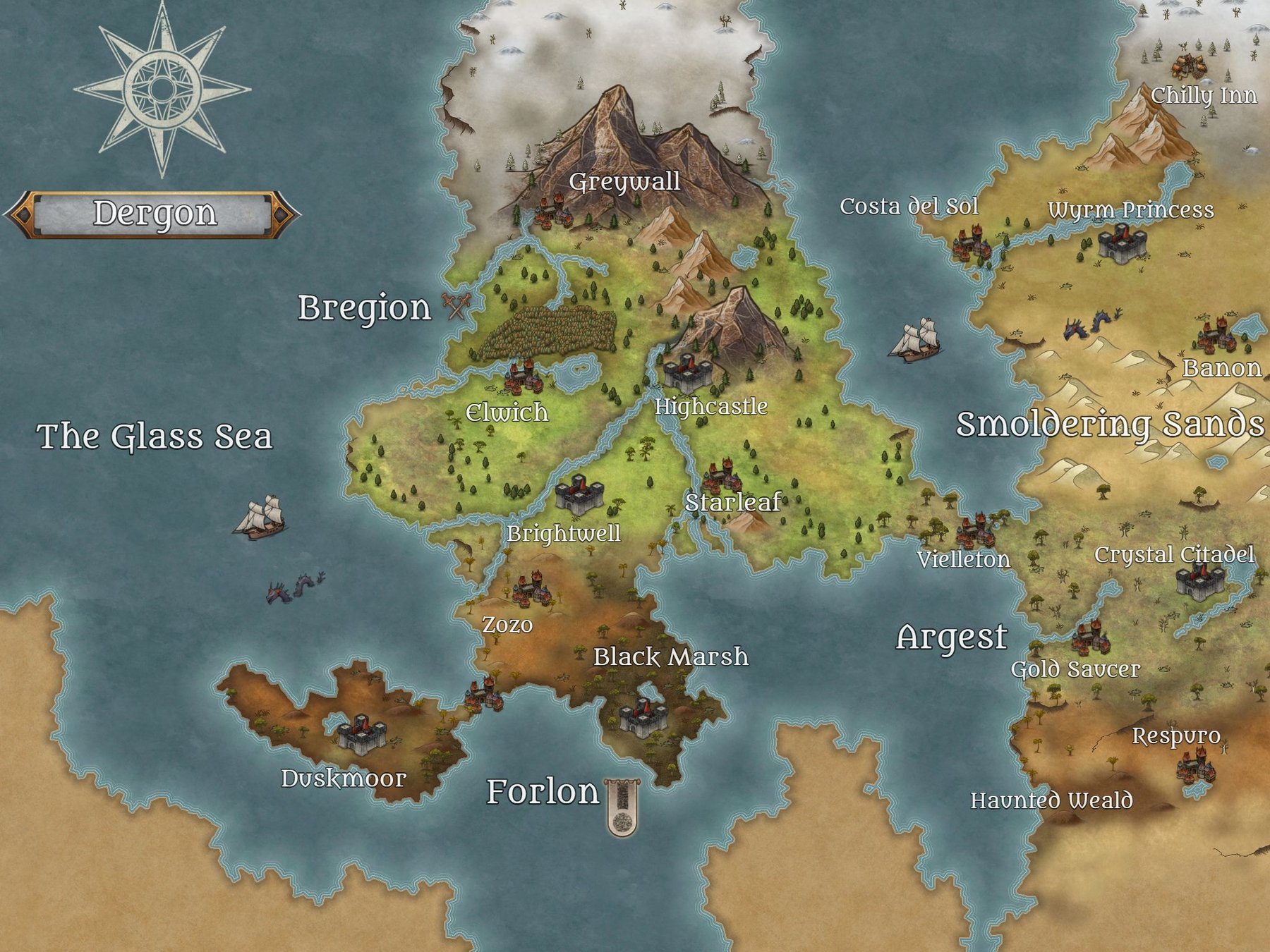 Dergon - Update w Water | Inkarnate - Create Fantasy Maps Online