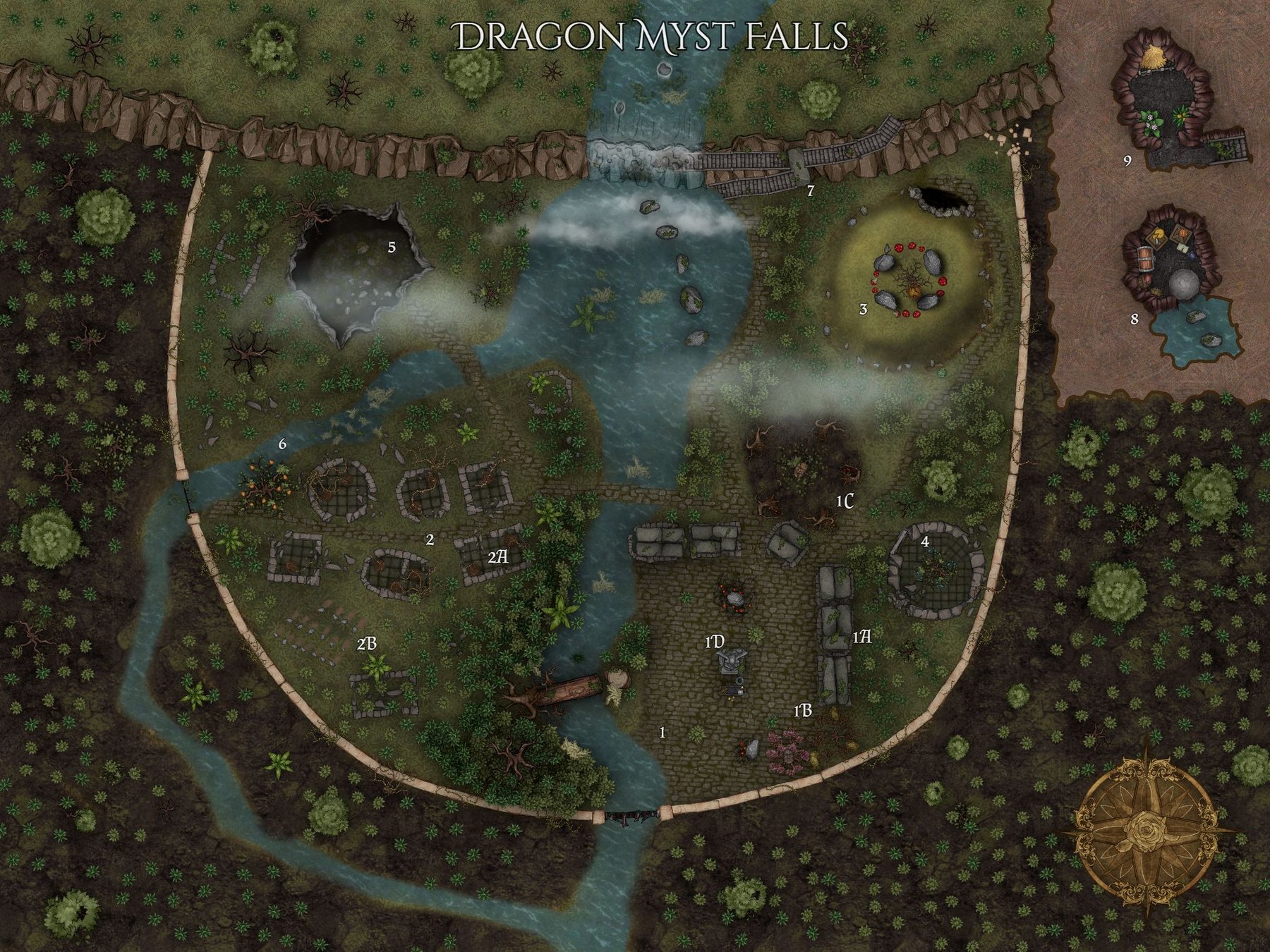 Dragon Myst Falls | Inkarnate - Create Fantasy Maps Online