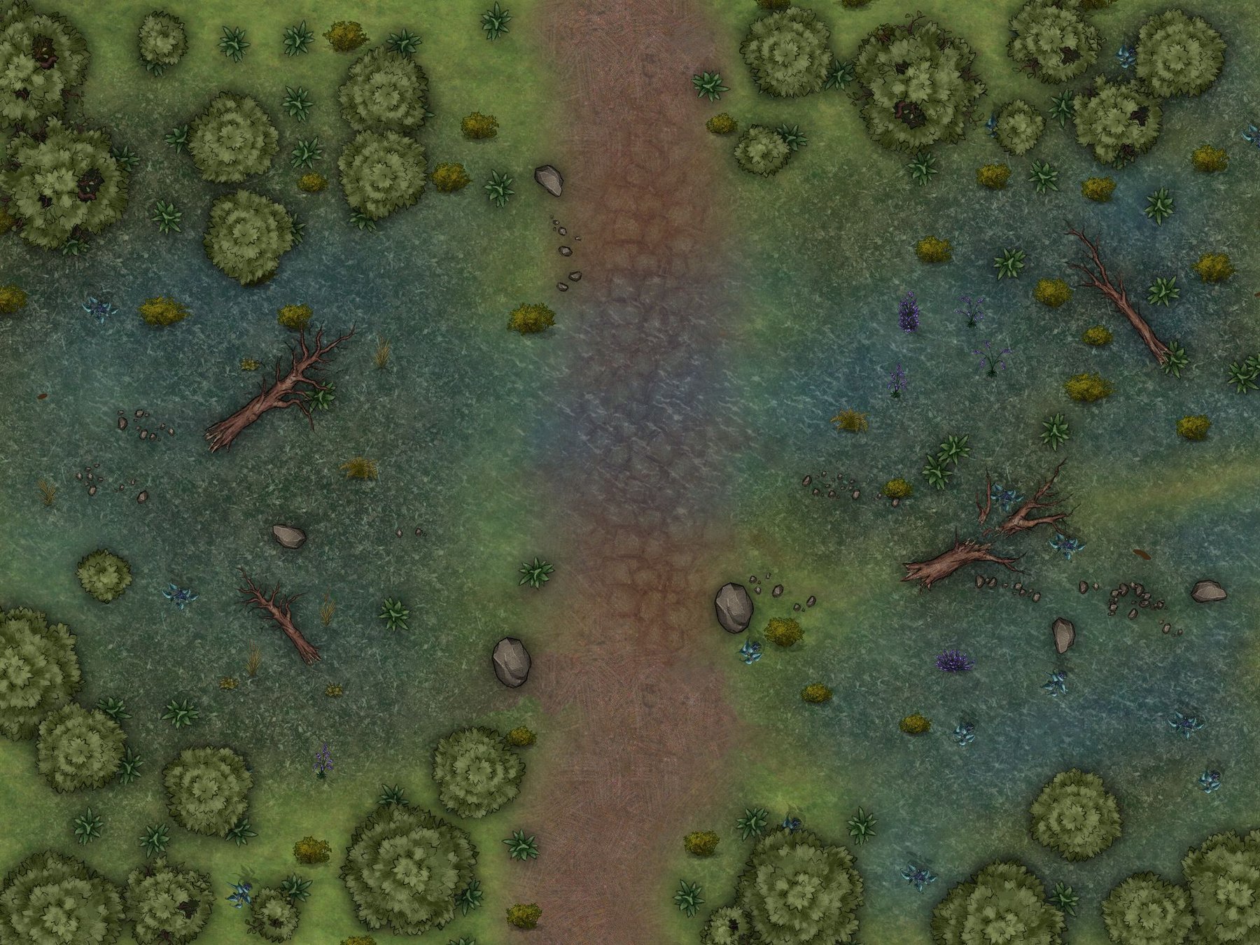 Swampy road with hidden trail | Inkarnate - Create Fantasy Maps Online