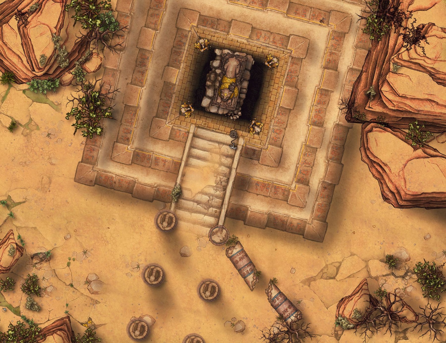 Inverted Desert Temple battle map | Inkarnate - Create Fantasy Maps Online