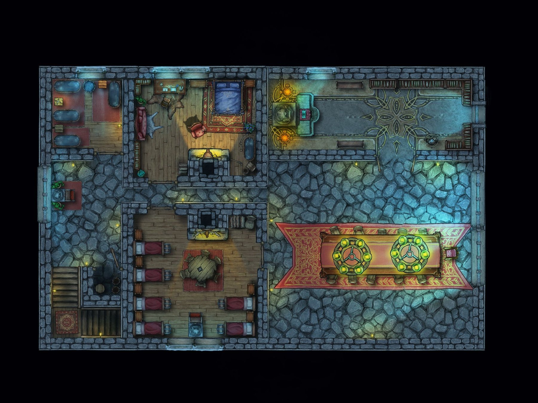 castle of Red Knight (night version 1st floor) | Inkarnate - Create ...