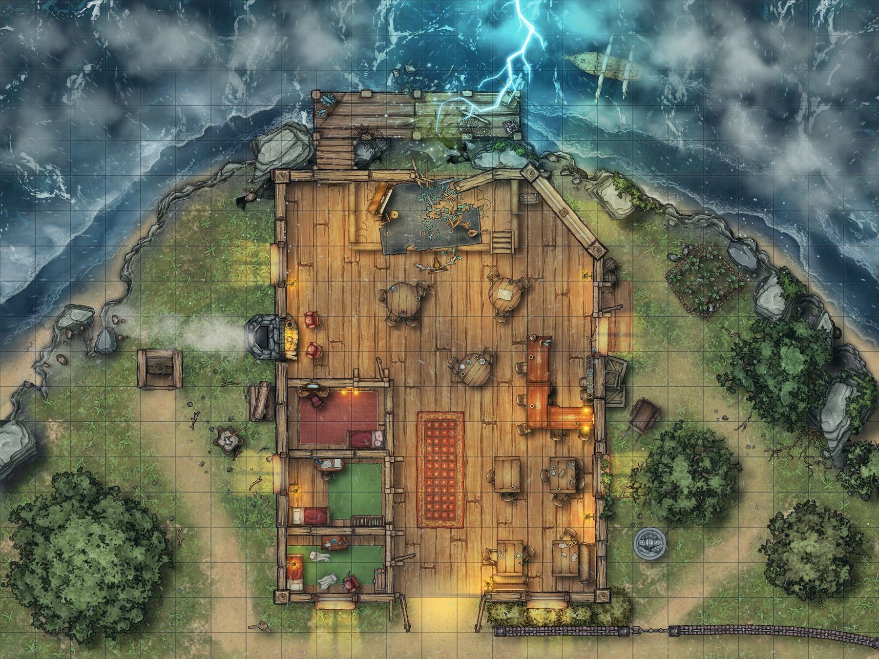 Shattered Tavern - Phase 3, Lighting hits cliff | Inkarnate - Create ...
