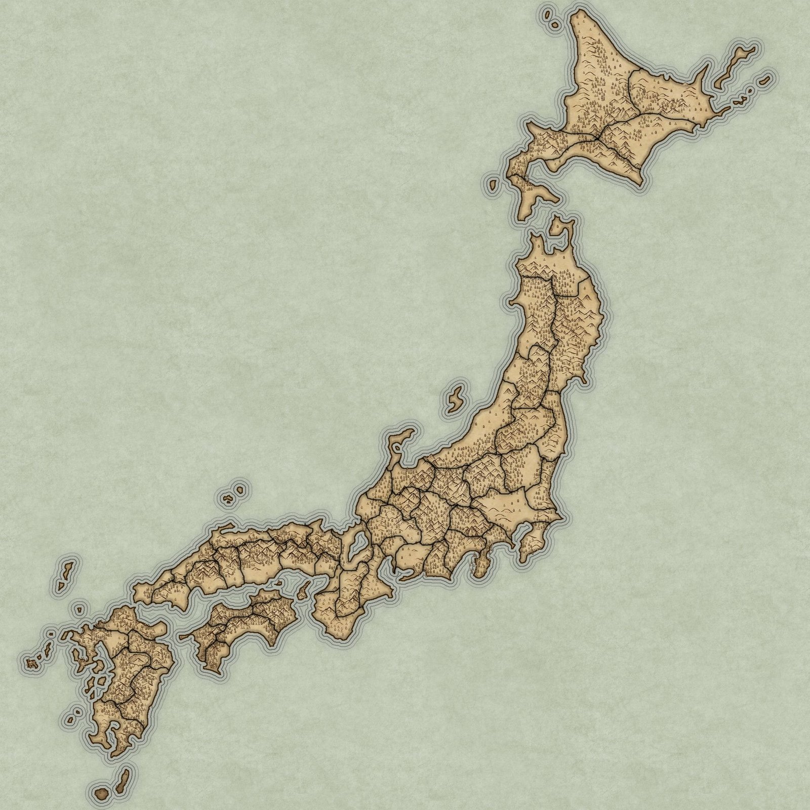 Japan Terrain Carved v1 | Inkarnate - Create Fantasy Maps Online
