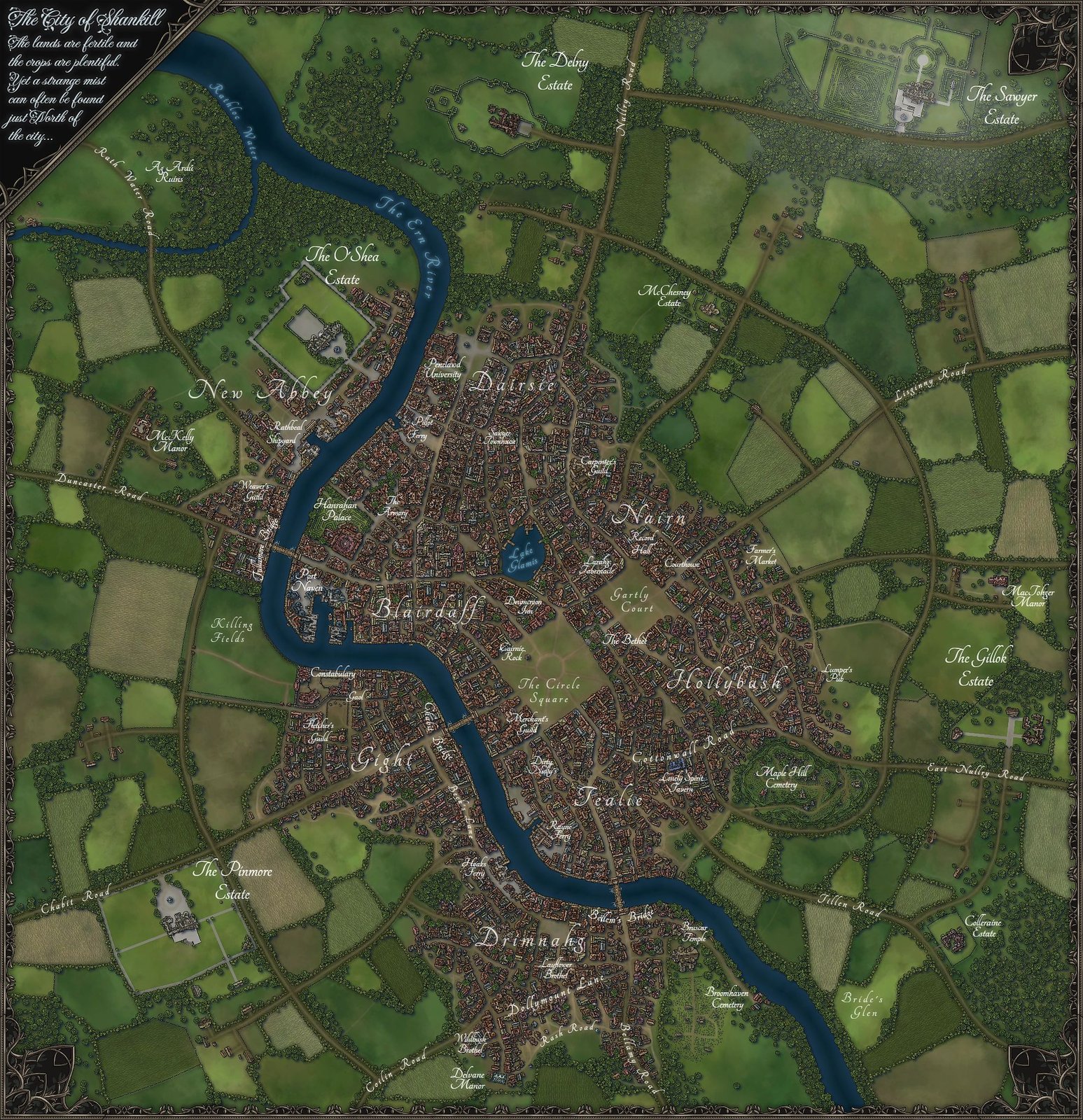 Shankill, City on the River, Labeled, 41x43 | Inkarnate - Create ...