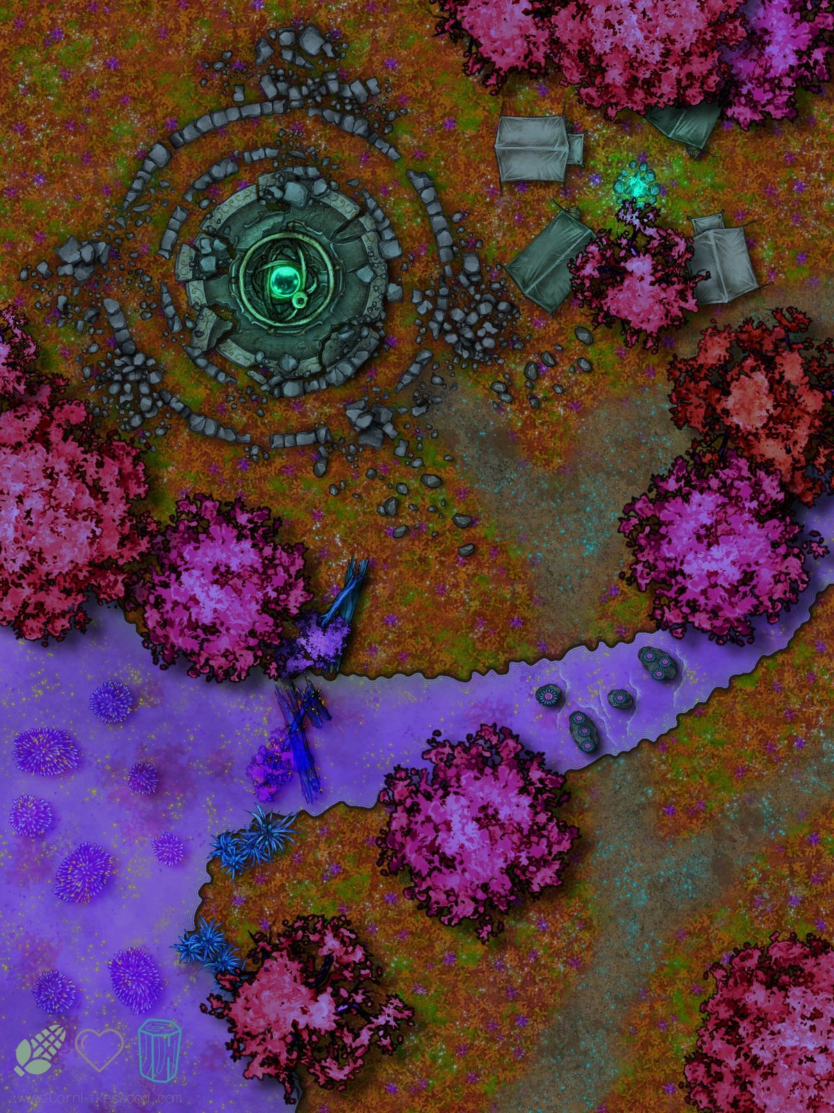 Broken Castle Ruins- Map 9- Fey | Inkarnate - Create Fantasy Maps Online