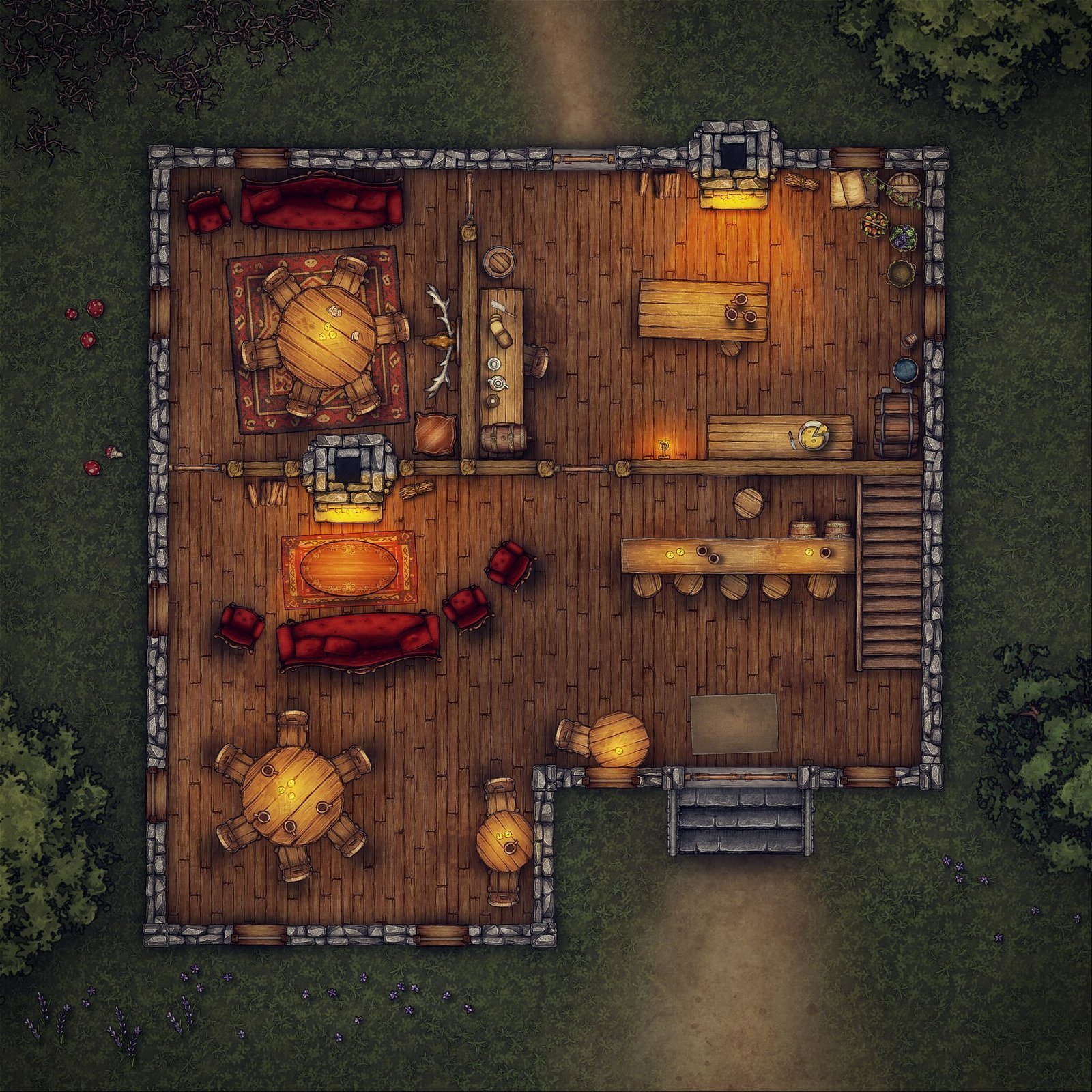 Stonehill Inn 01a Evening [14x14] | Inkarnate - Create Fantasy Maps Online