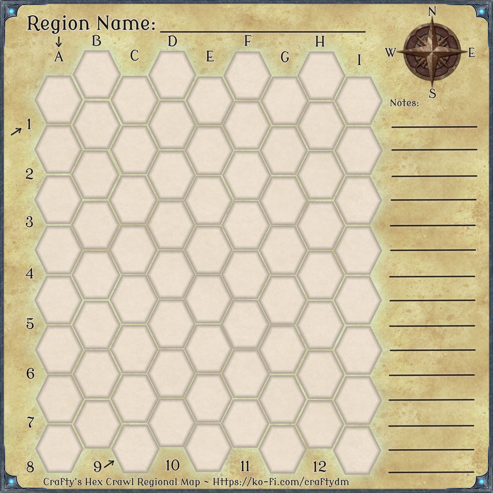 Crafty's Hex Crawl ~ Blank Canvas | Inkarnate - Create Fantasy Maps Online