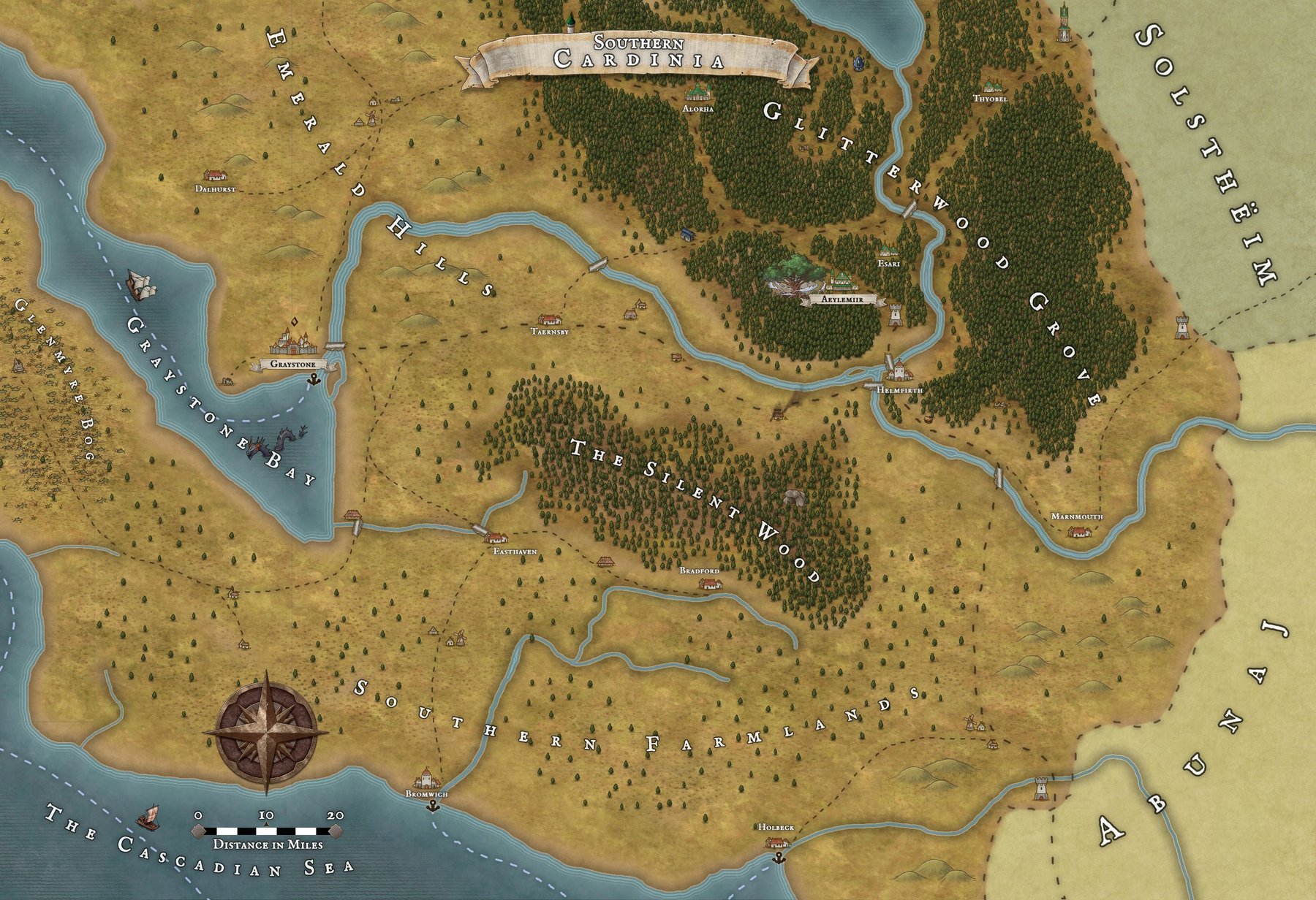 Region of Southern Cardinia | Inkarnate - Create Fantasy Maps Online