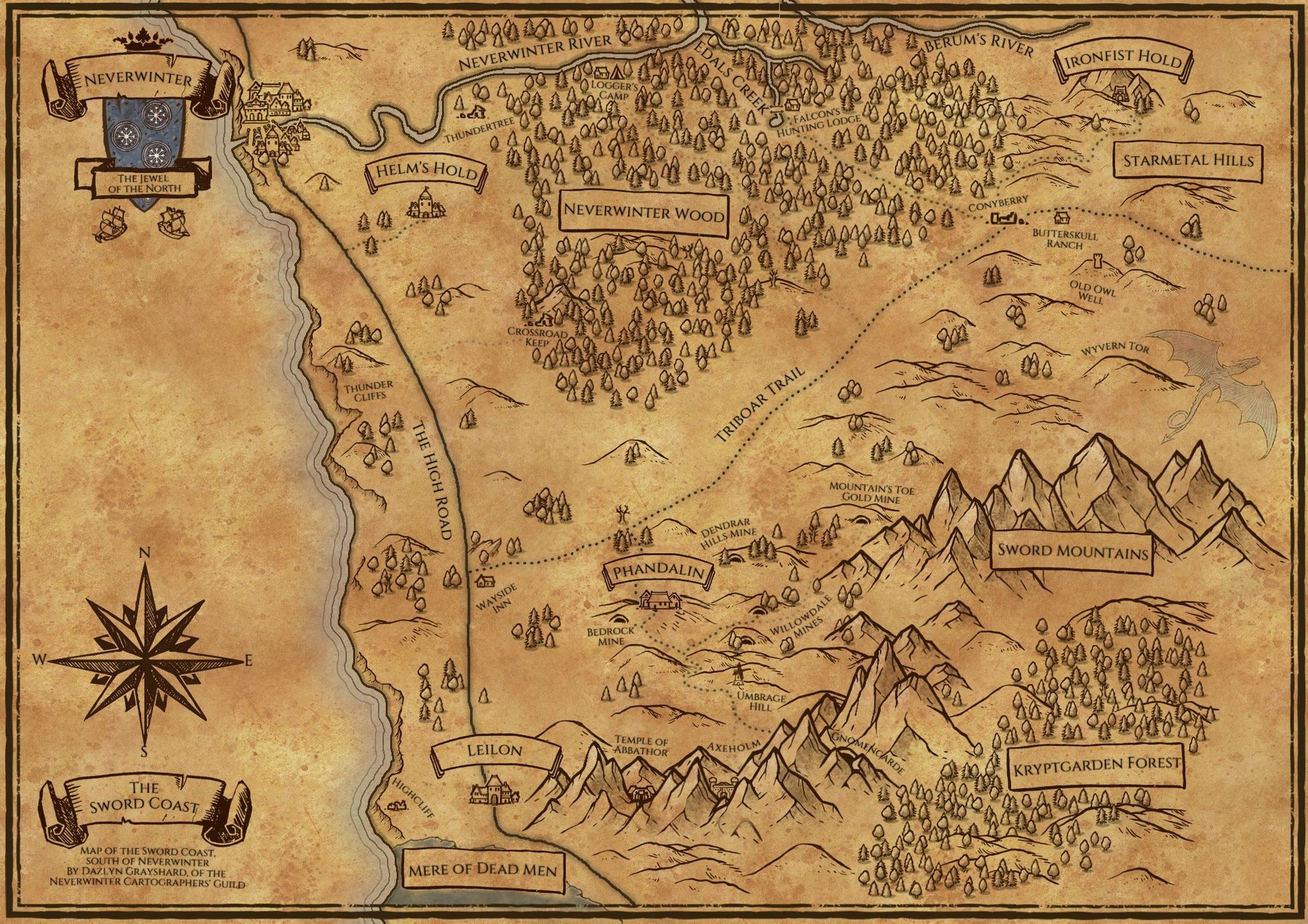 Sword Coast, South of Neverwinter | Inkarnate - Create Fantasy Maps Online