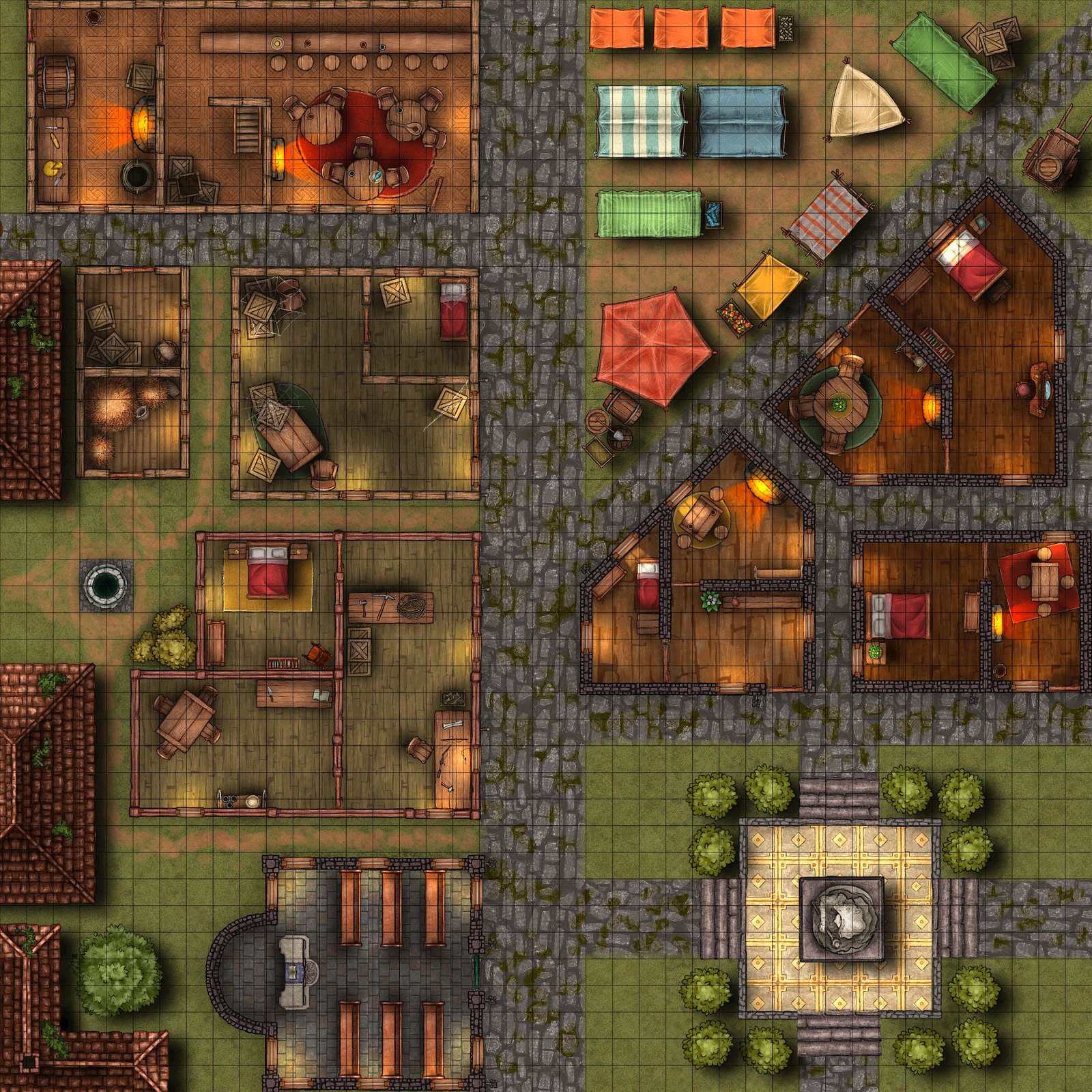 City Battle Map - Main Street with Back Alleys - Afternoon | Inkarnate ...