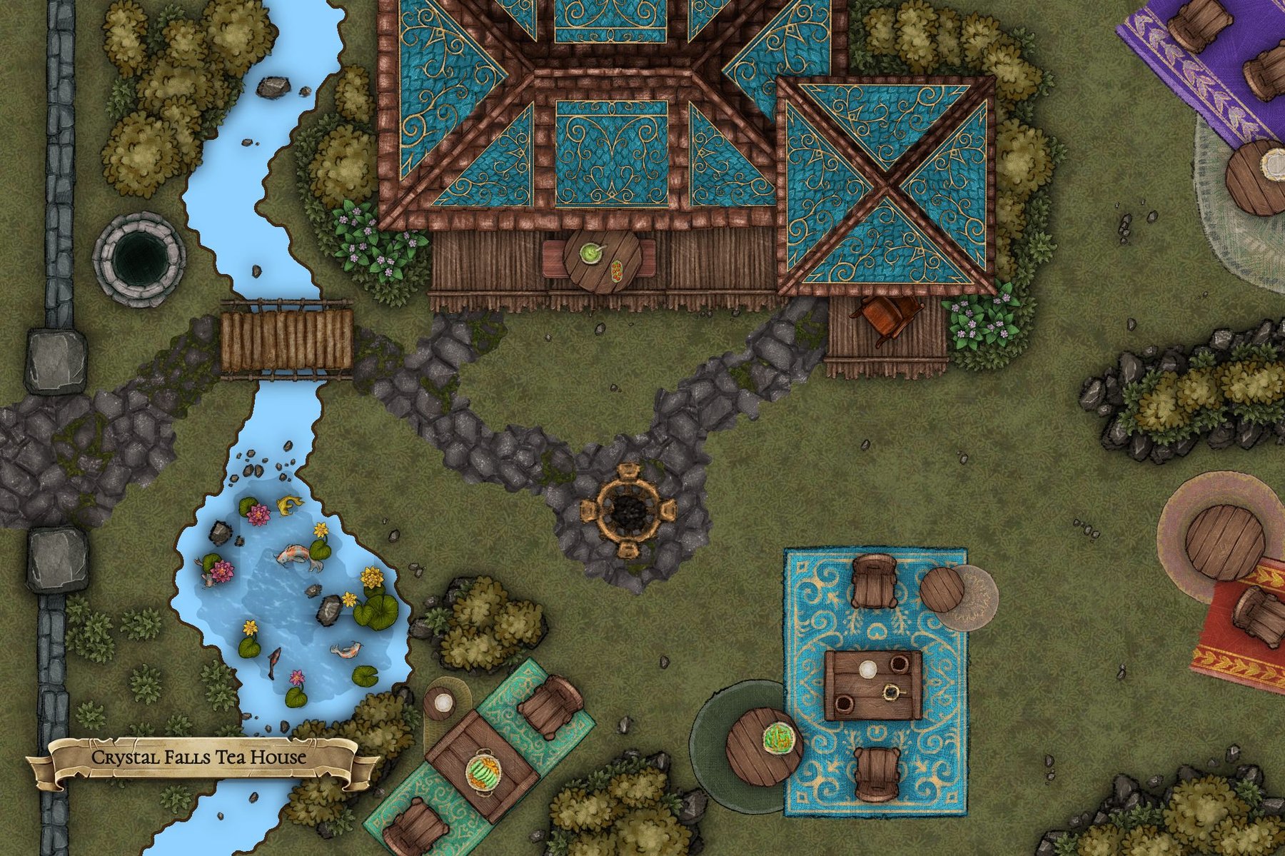 Crystal Falls Tea House | Inkarnate - Create Fantasy Maps Online