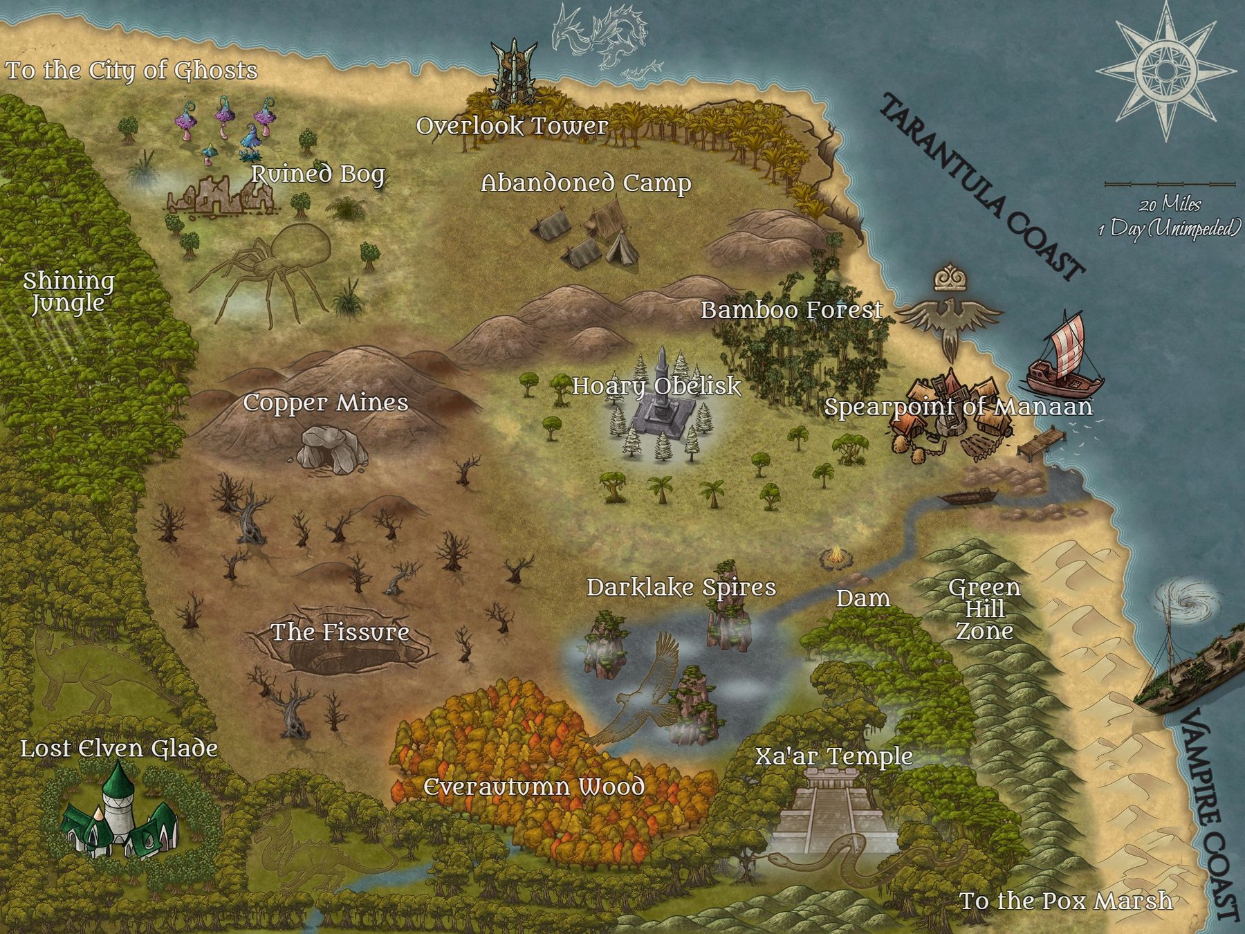 Lustria - Tarantula Coast | Inkarnate - Create Fantasy Maps Online