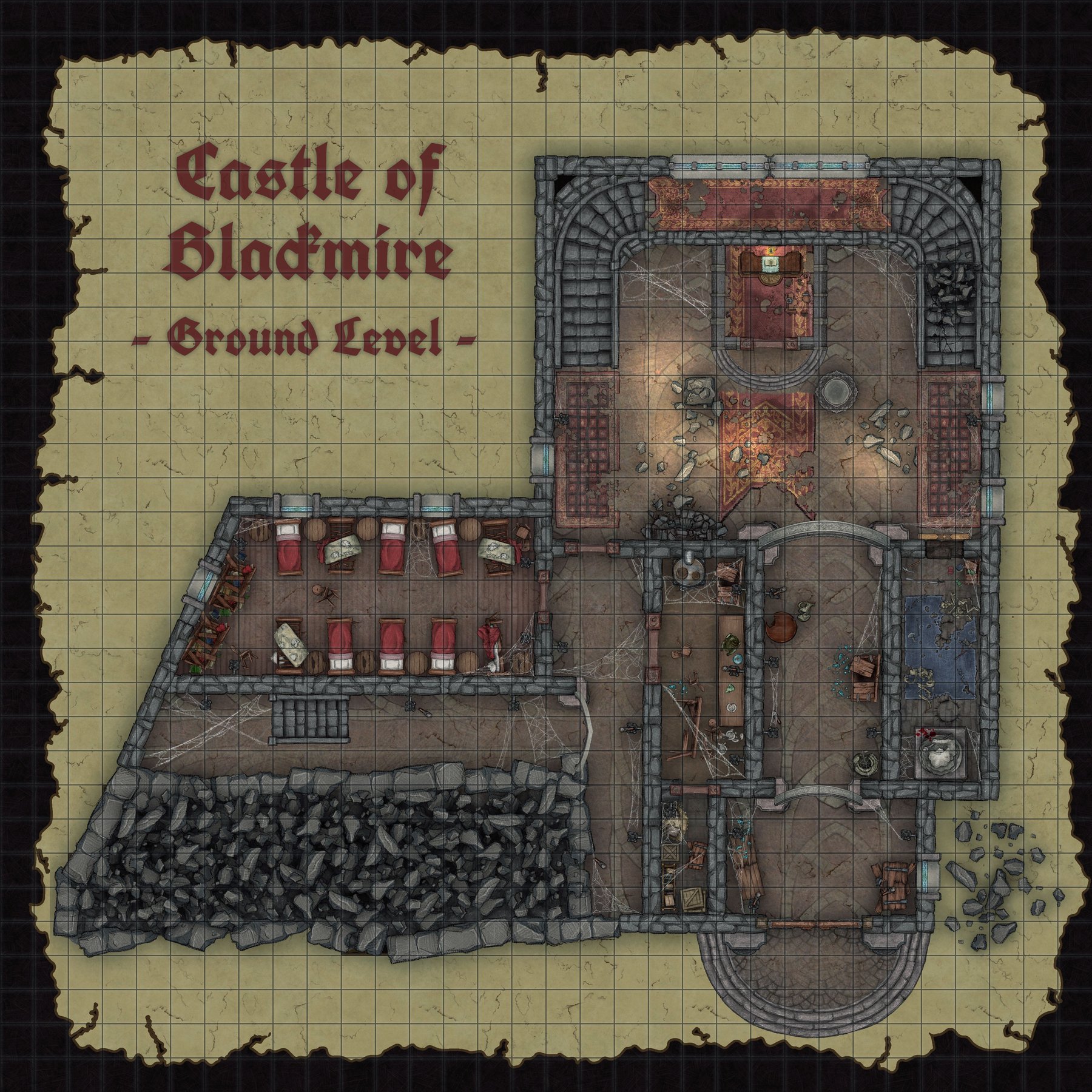 Castle of Blackmire Ground Level | Inkarnate - Create Fantasy Maps Online