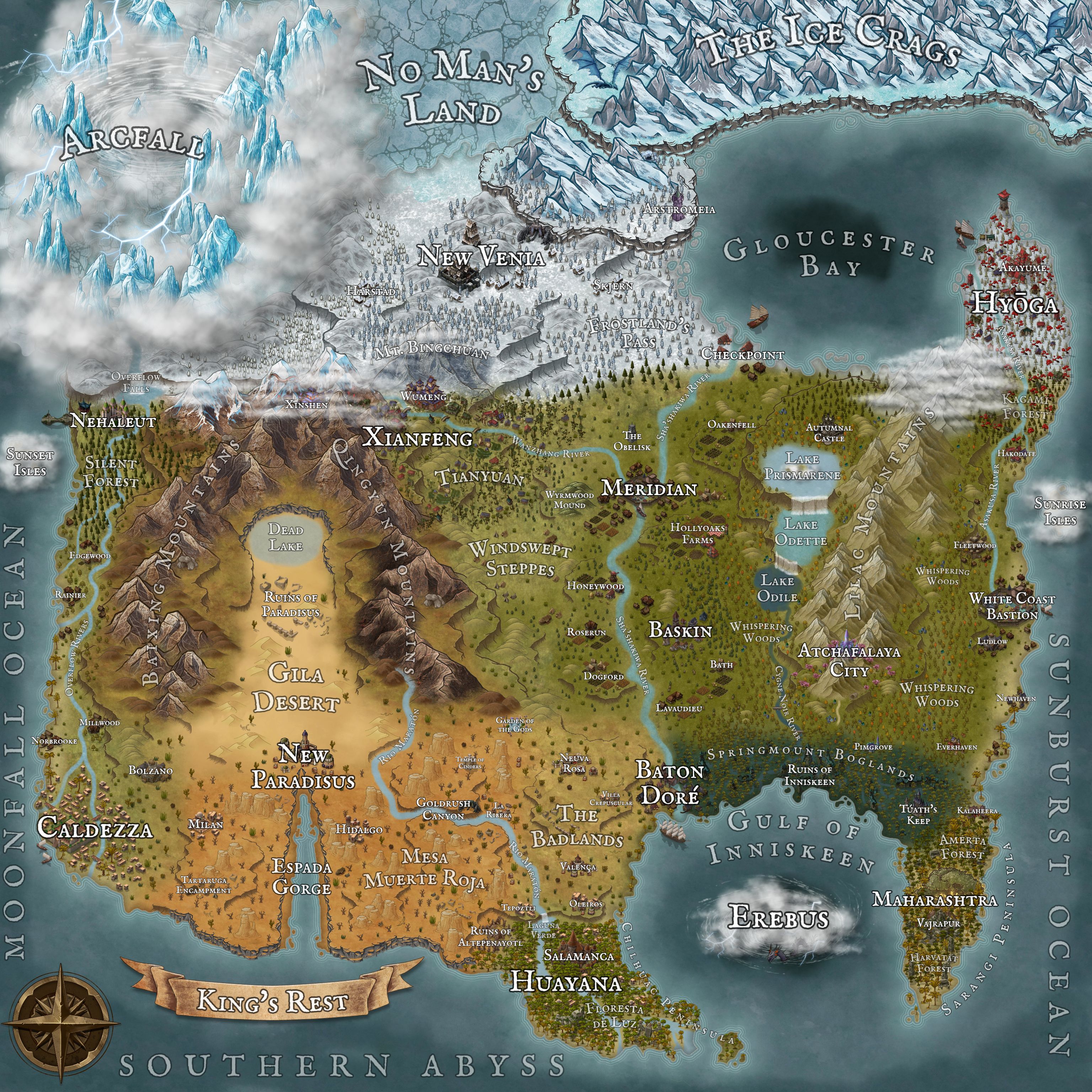 The Continent of King's Rest | Inkarnate - Create Fantasy Maps Online
